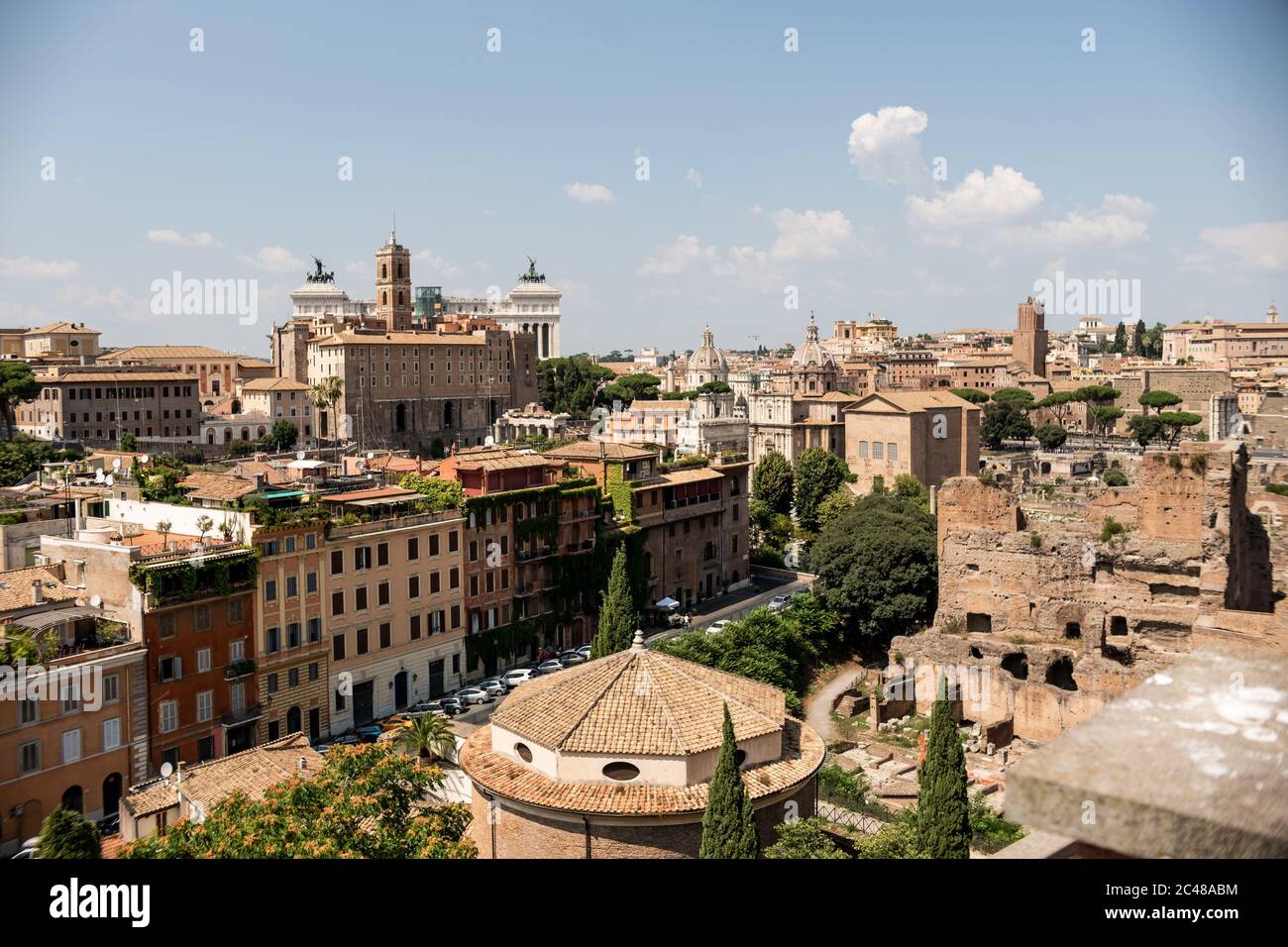 Breathtaking shot of a typical beautiful Italian cityscape under a blue ...
