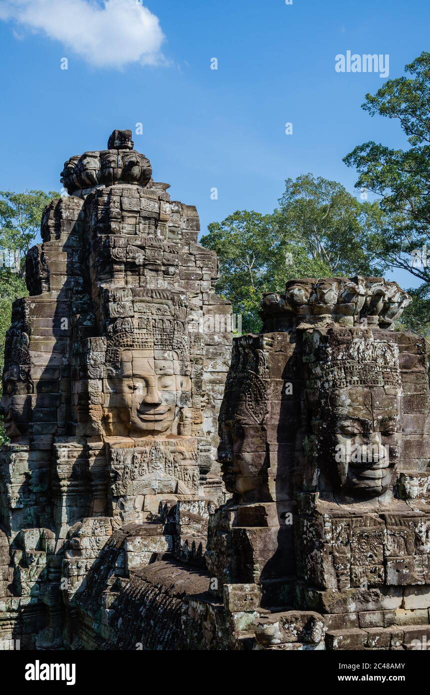 Smiling Faces of Bayon Temple in Angkor Thom is The Heritage of Khmer ...