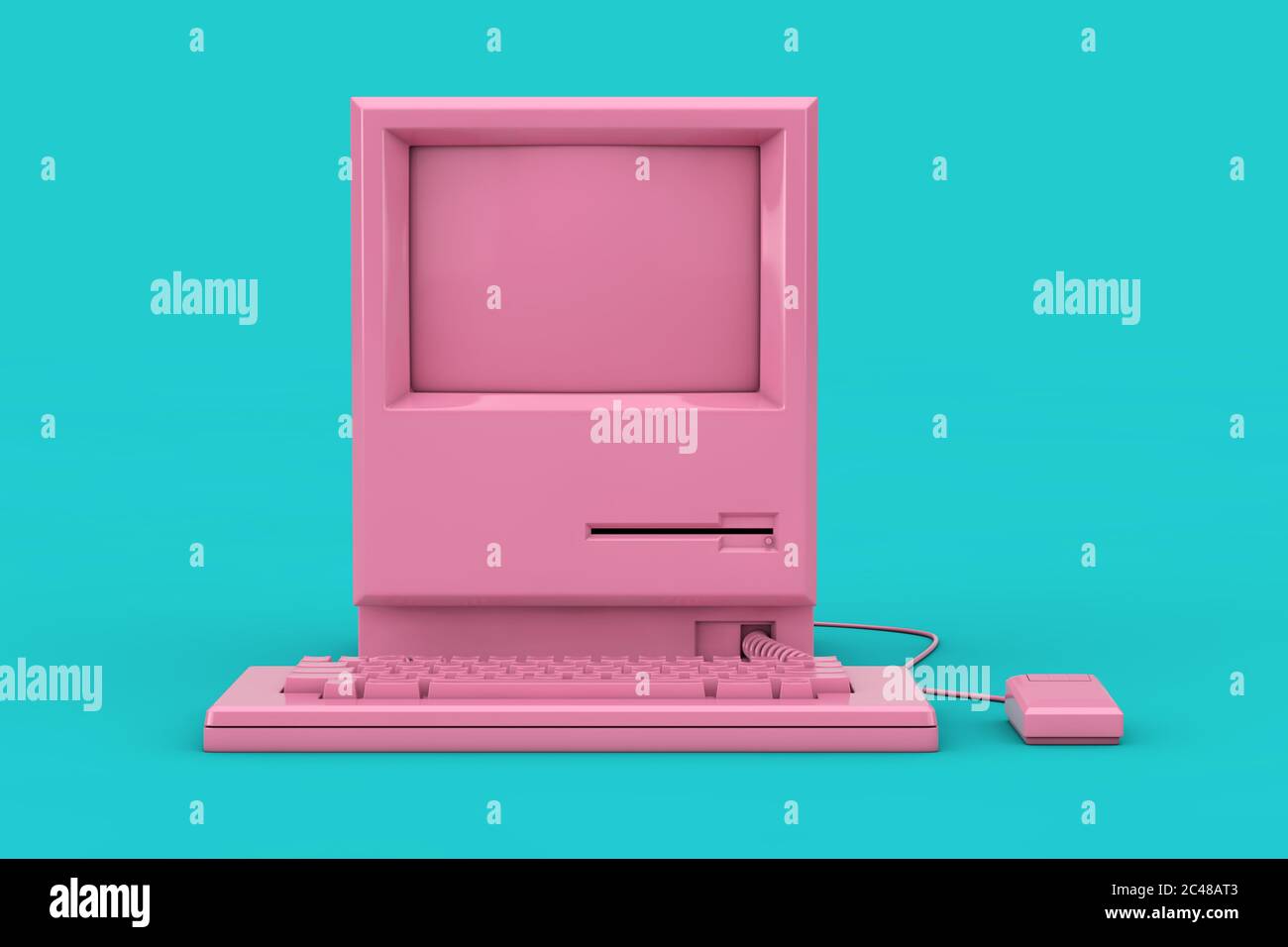 Pink Retro Personal Computer. The System Unit, Monitor, Keyboard and Mouse Mock Up Duotone on a ...