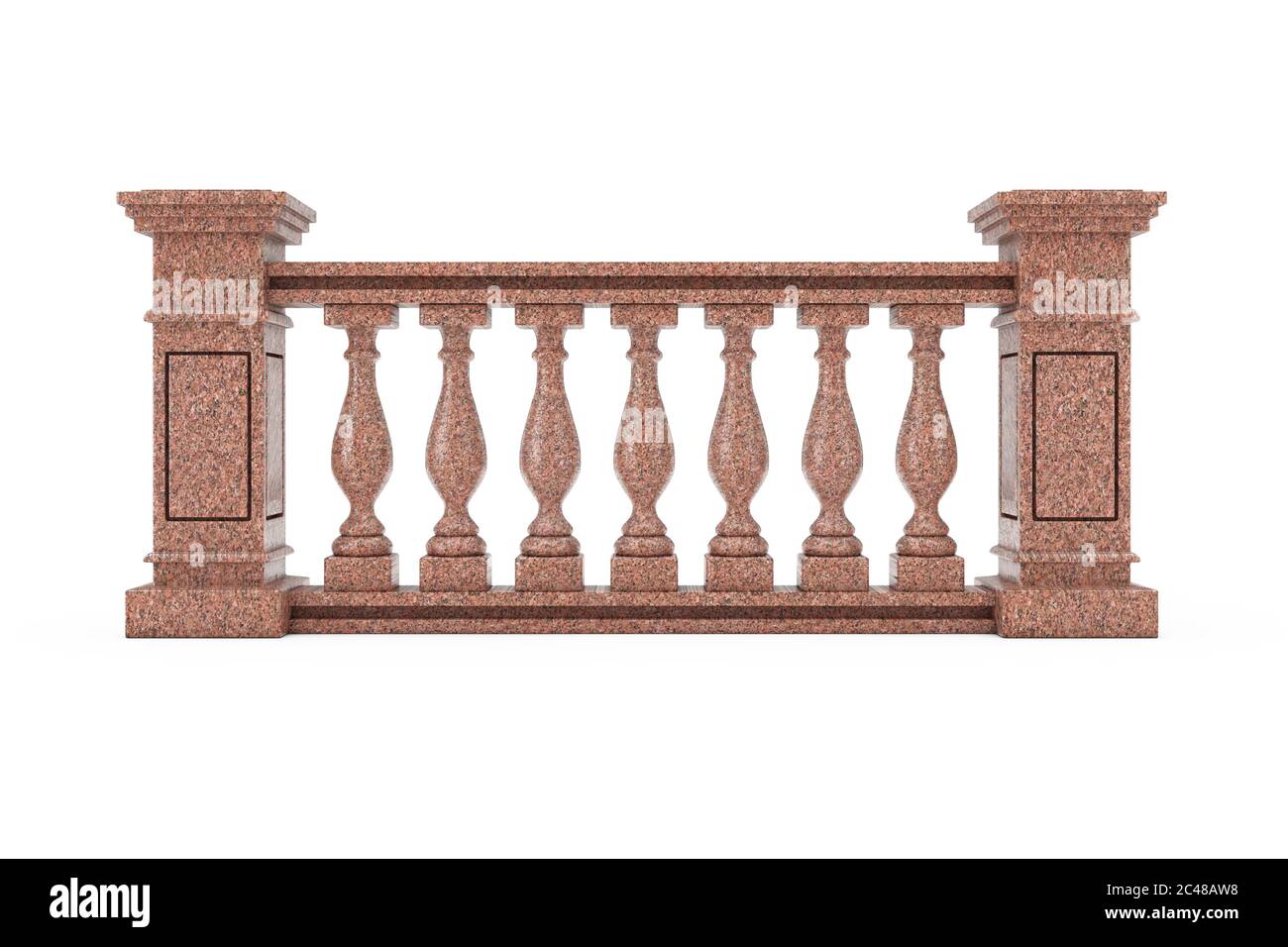 Classic Red Marble Pillars Balustrade with Columns on a white ...
