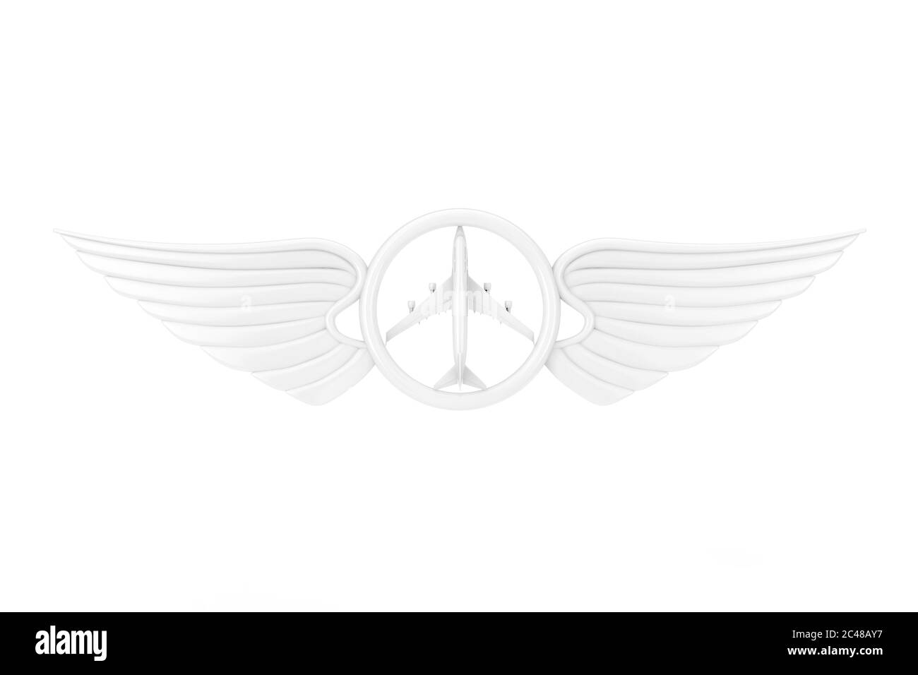 White Pilot Wing Emblem, Badge or Logo Symbol in Clay Style on a white ...
