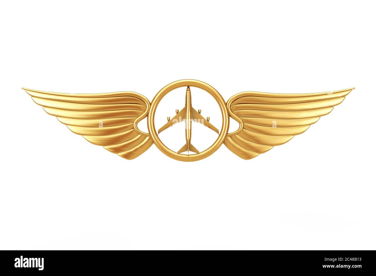Golden Pilot Wing Emblem, Badge or Logo Symbol on a white background ...