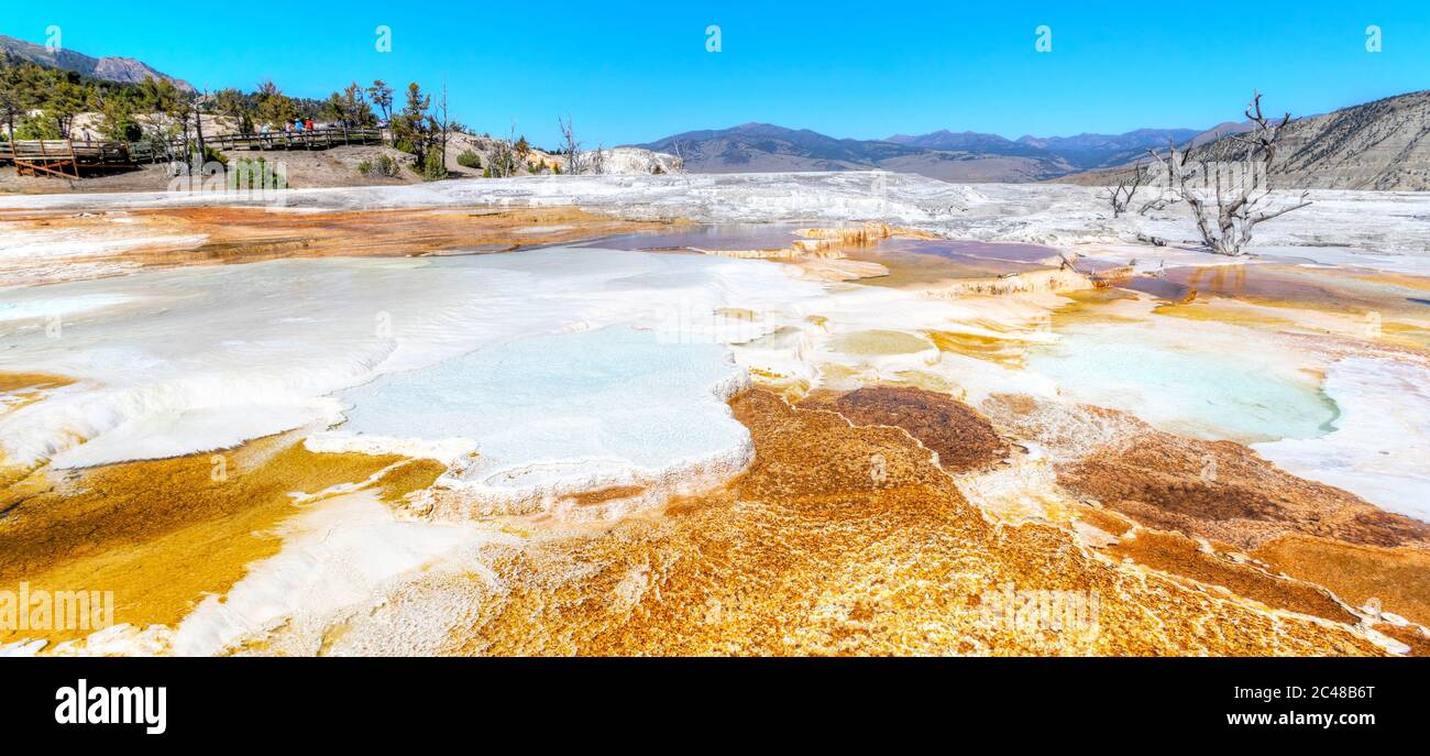 Wide angle panorama of the volcanic Canary Spring thermal area of Main ...