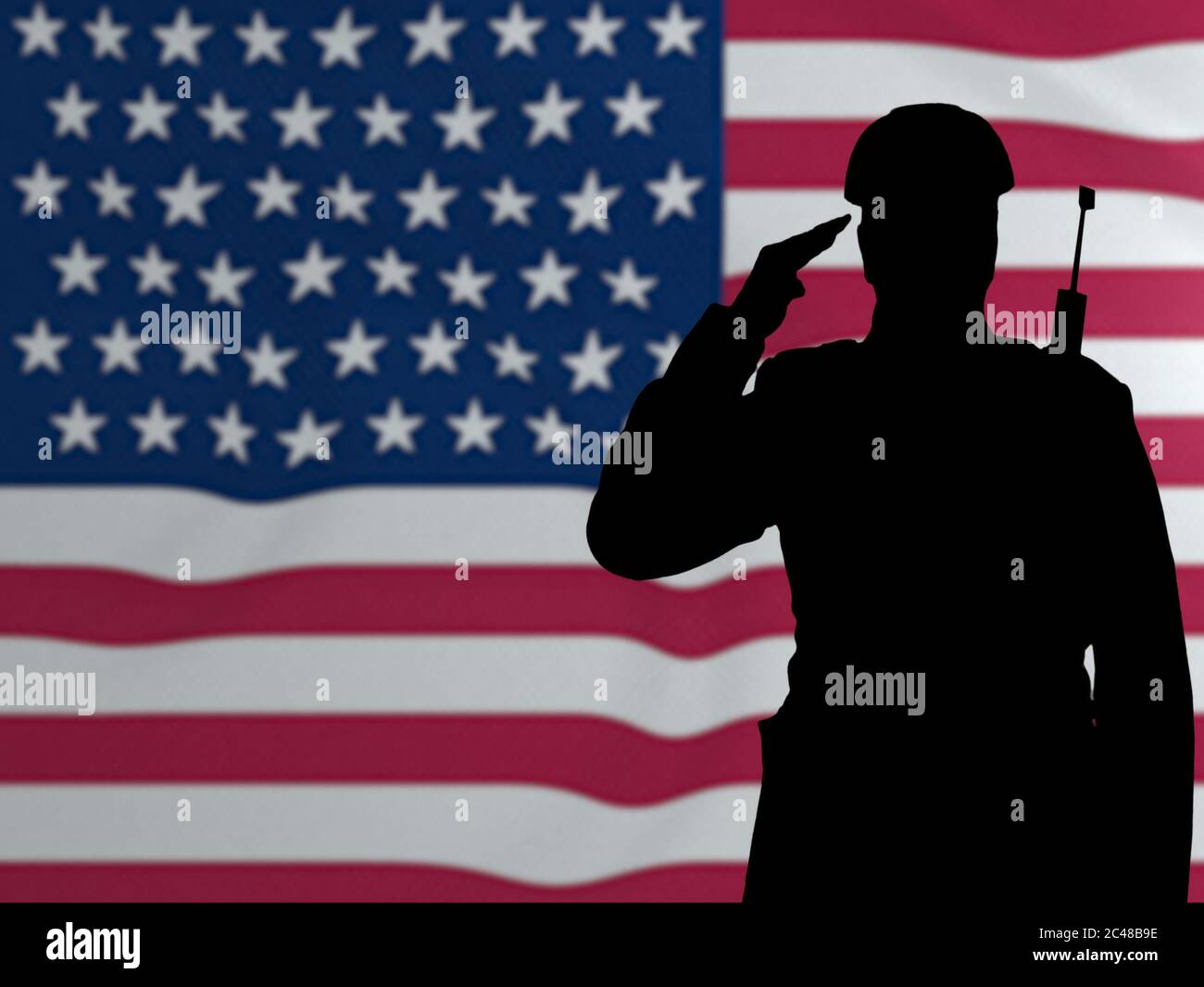 Military Waving American Flag Special Ops Military Soldier Holding An