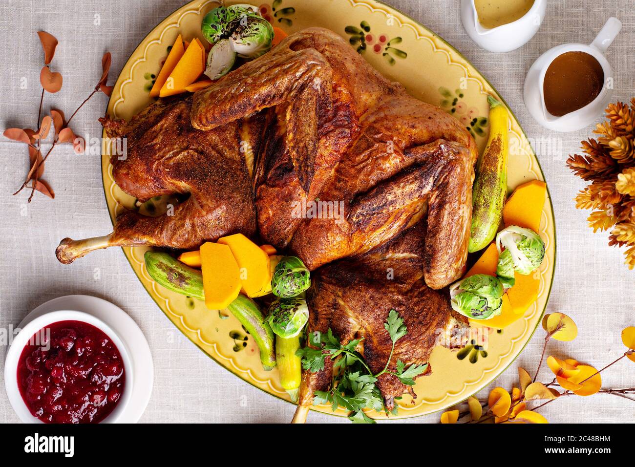 Thanksgiving turkey with brussel sprouts Stock Photo - Alamy