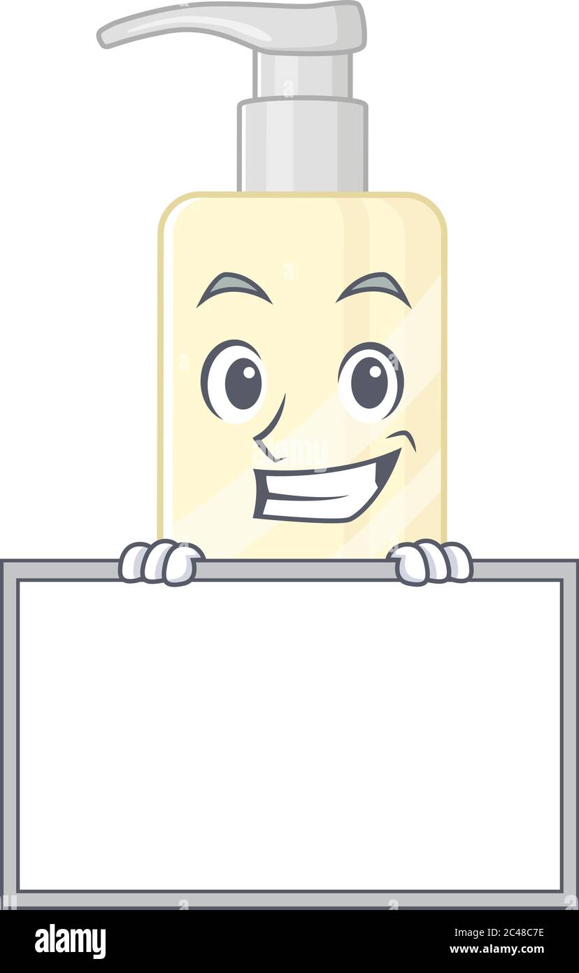 Funny cartoon design style hair mask standing behind a board Stock ...