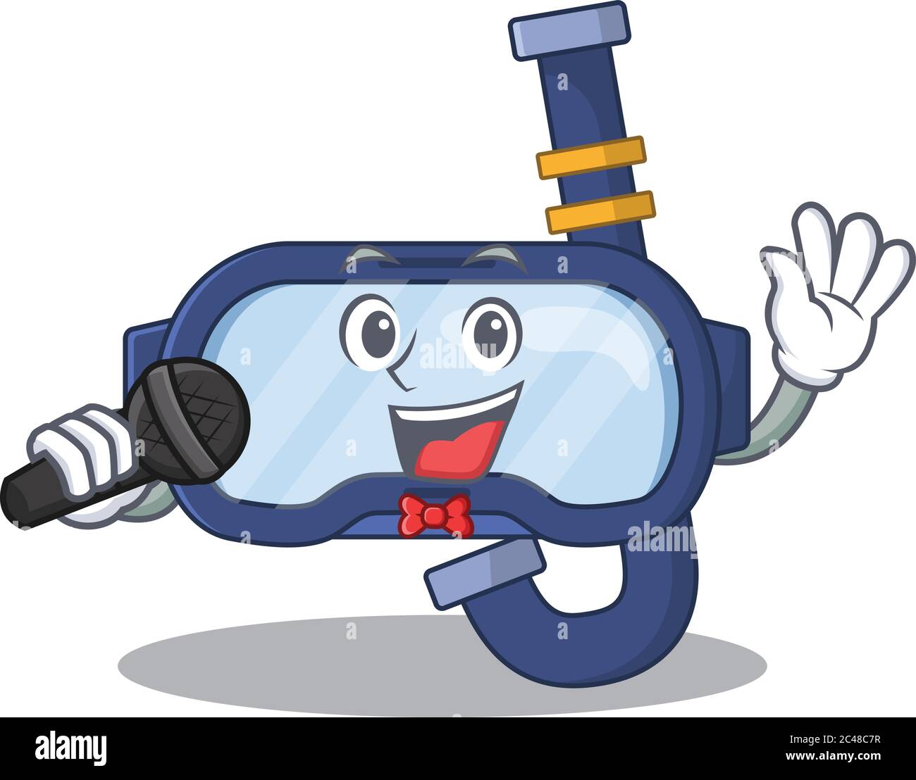 caricature character of dive glasses happy singing with a microphone ...