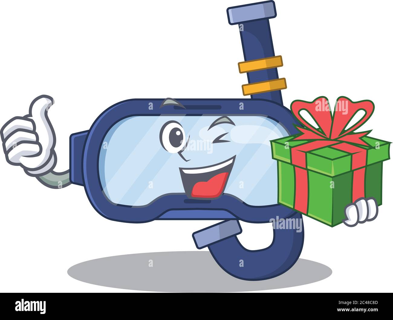 Dive glasses cartoon character concept with a big gift box Stock Vector ...