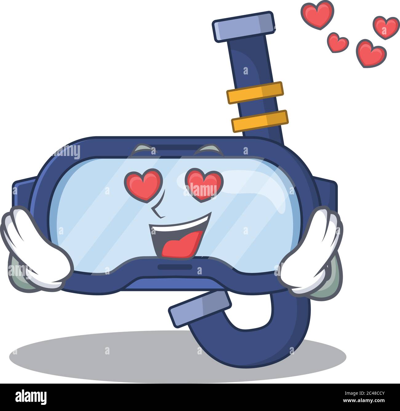 A passionate dive glasses cartoon mascot concept has a falling in love ...