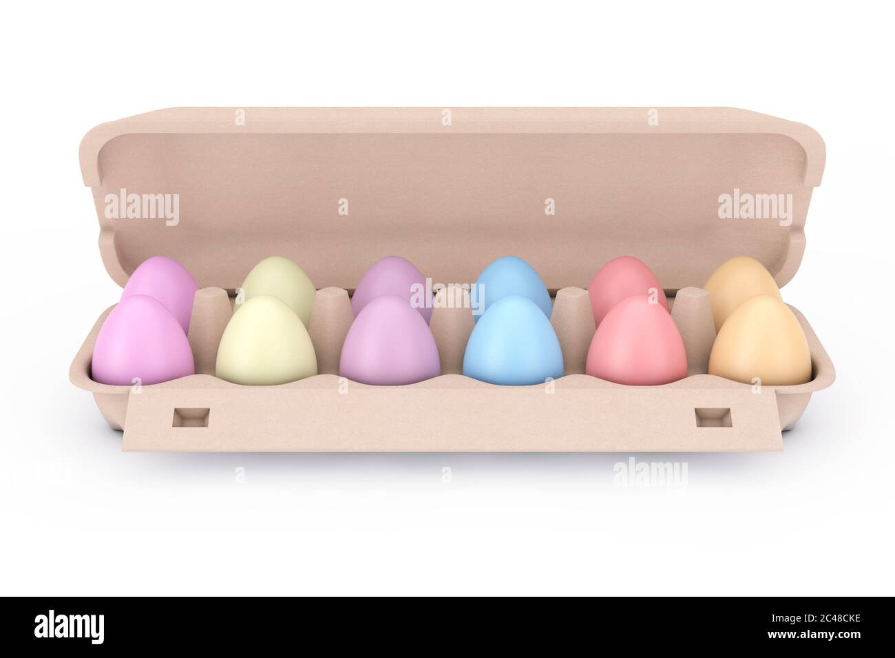 Fresh Chicken Multicoloured Eggs in Carton Package Box Container on a ...