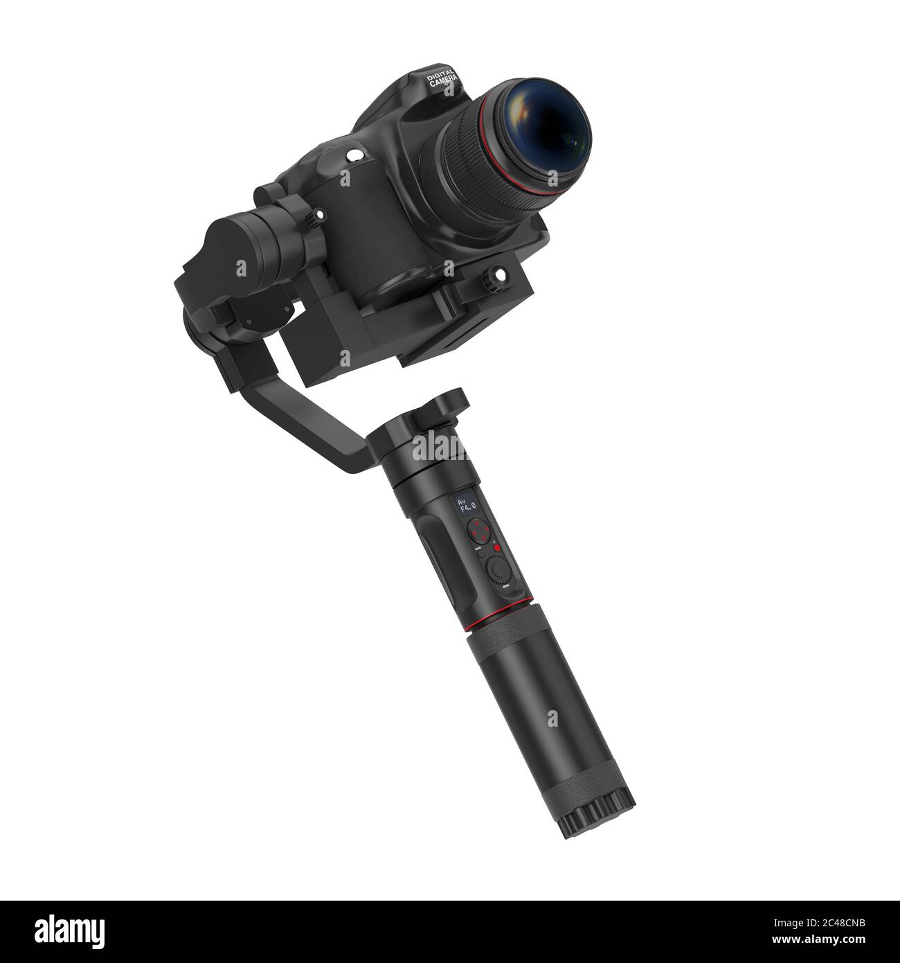 DSLR or Video Camera Gimbal Stabilization Tripod System on a white ...