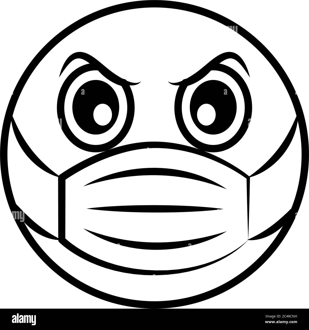 emoticon angry with medical mask coronavirus covid-19 pandemic, line ...