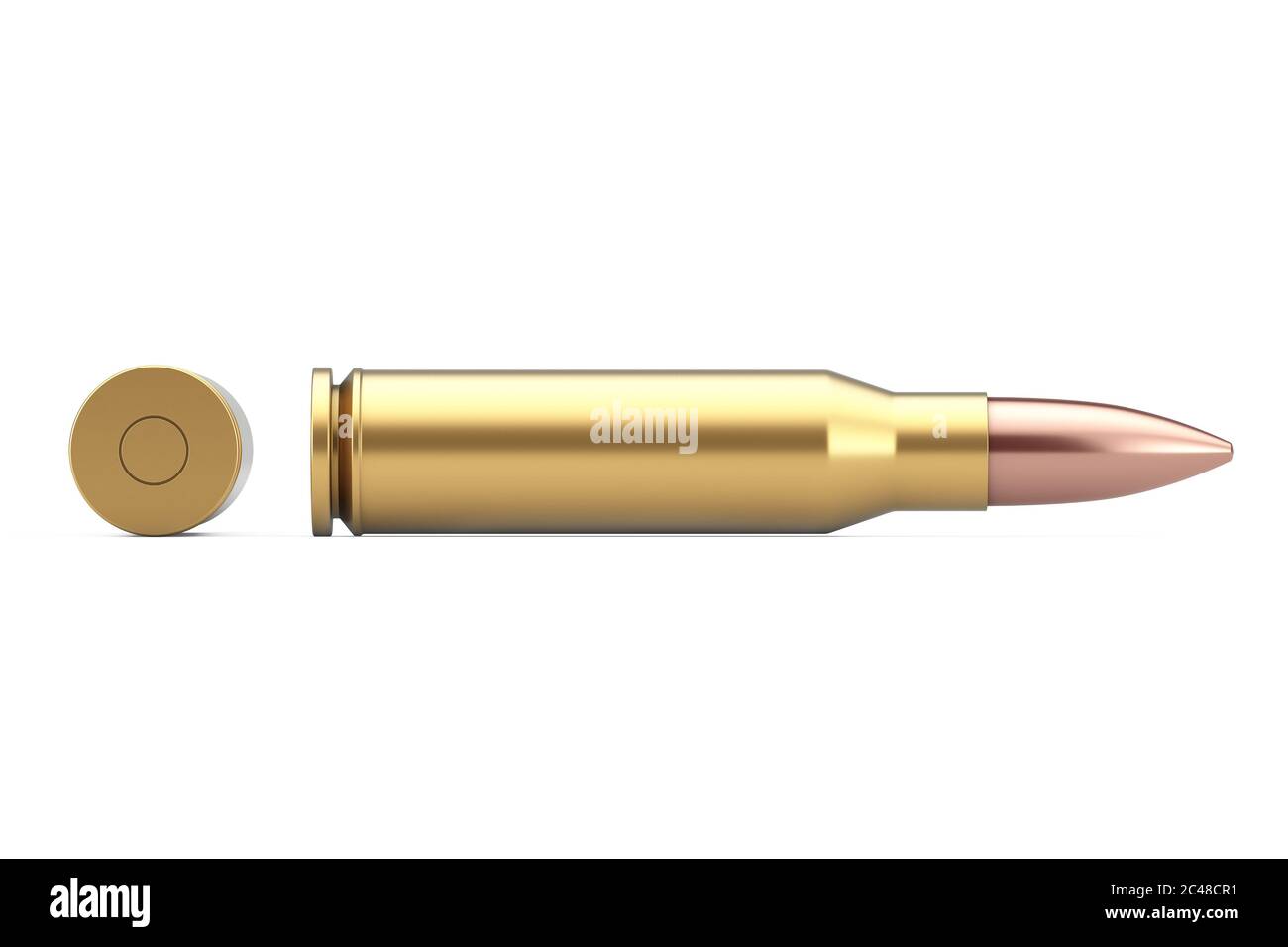 Automatic Rifles 7.62 mm Caliber Metal Bullet on a white background. 3d ...