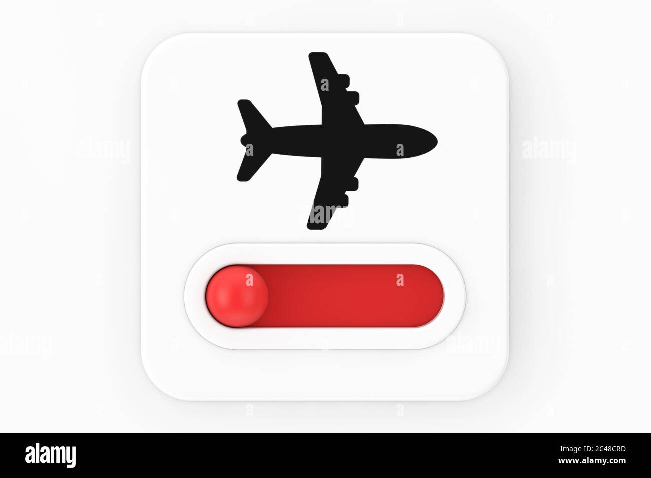 Airplane On Off Mode Toggle Switch Icon on a white background. 3d ...