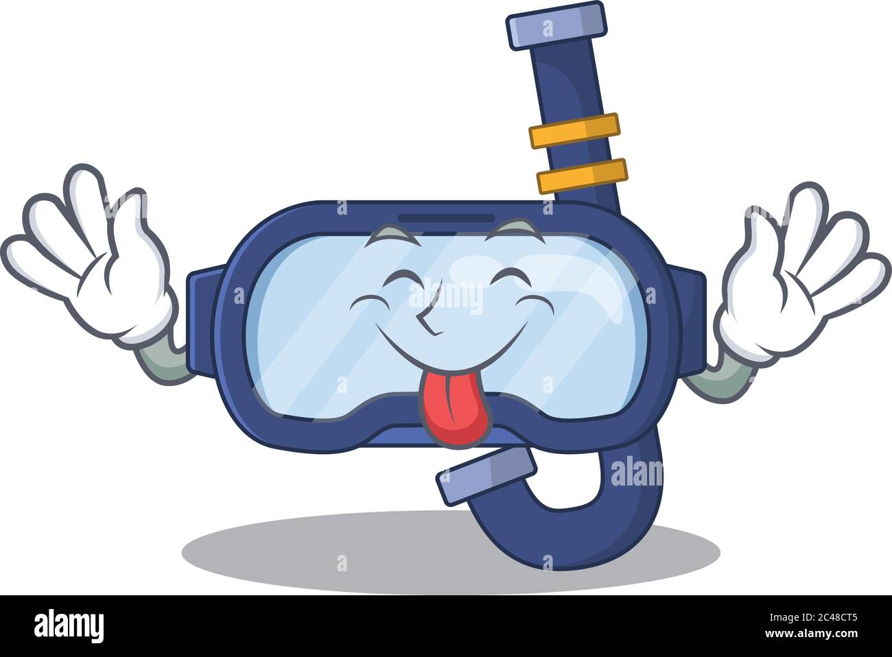amusing dive glasses cartoon picture style with tongue out face Stock ...