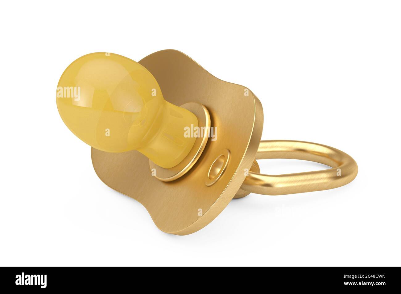 Golden Baby's Dummy Pacifier on a white background. 3d Rendering Stock ...