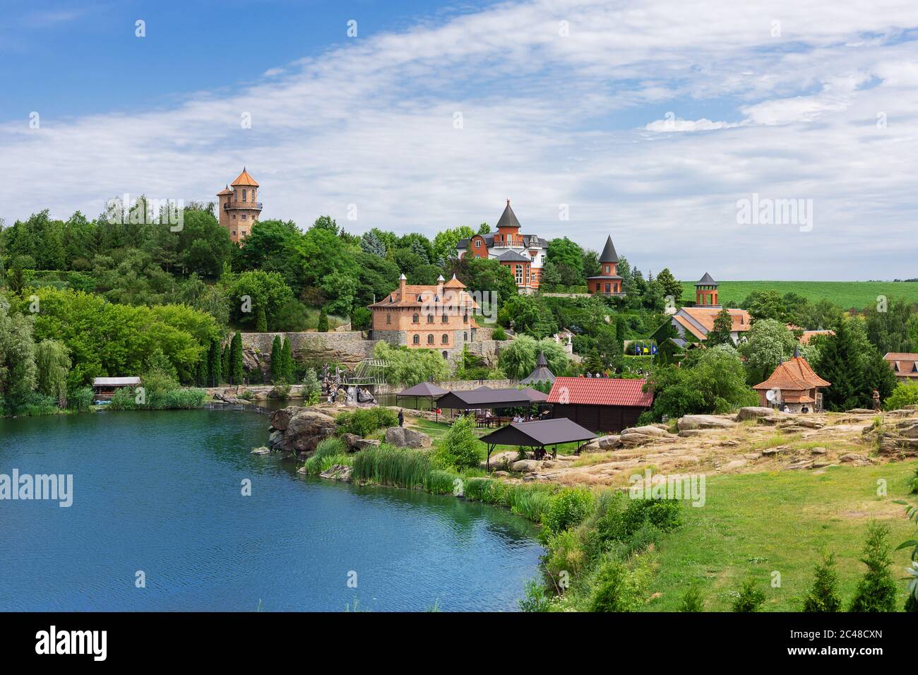 Buki or Buky, Kyiv Region, UKRAINE - June 30, 2019: Panoramic view of ...