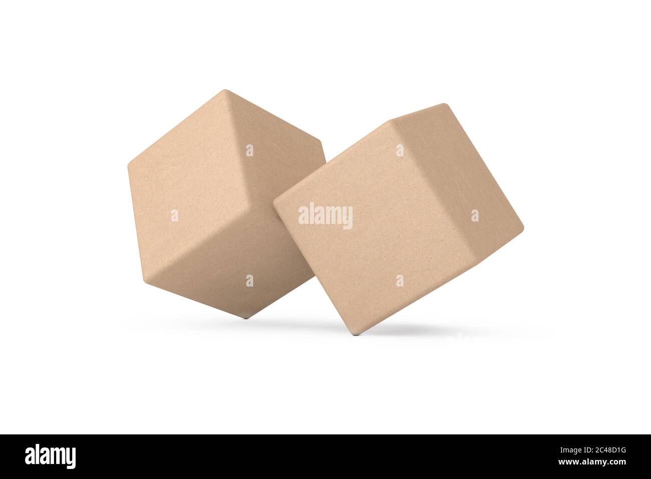 Two Cardboard Cubes in Balance Concept on a white background. 3d ...