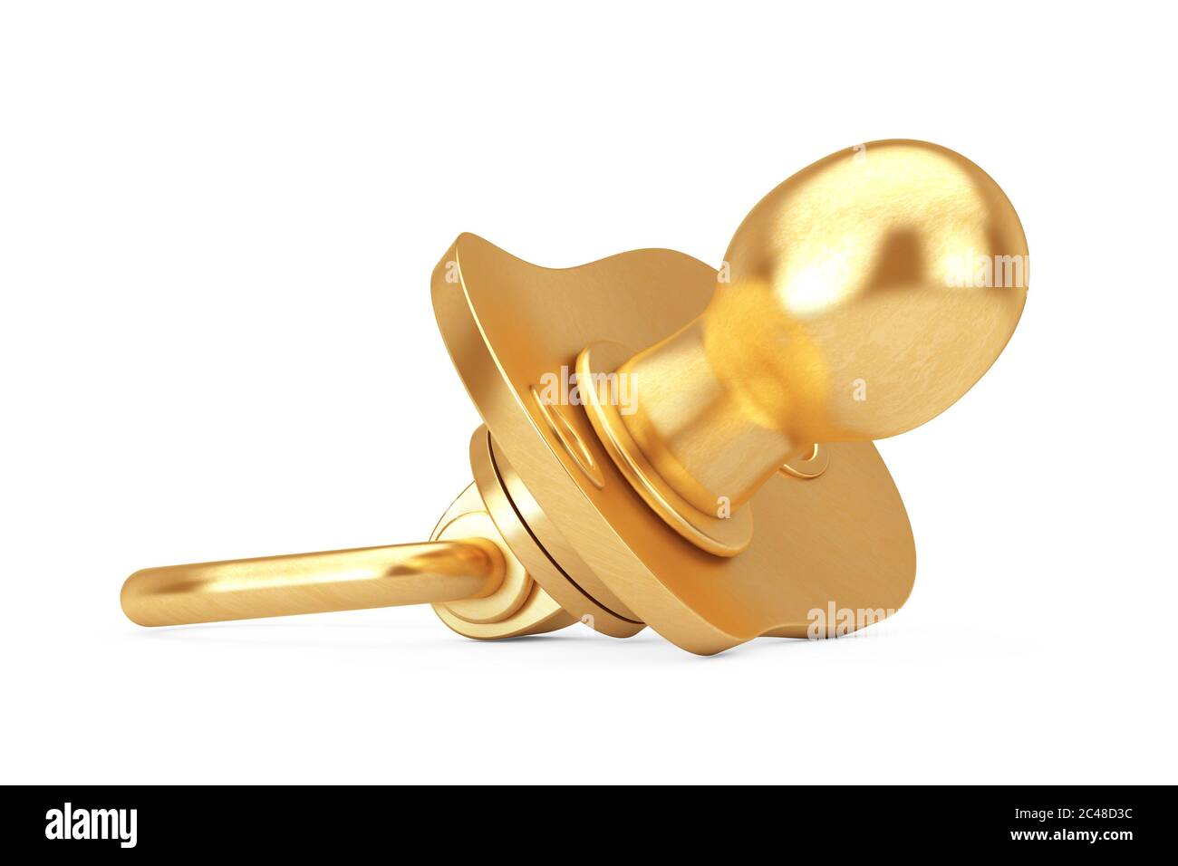 Golden Baby's Dummy Pacifier on a white background. 3d Rendering Stock ...
