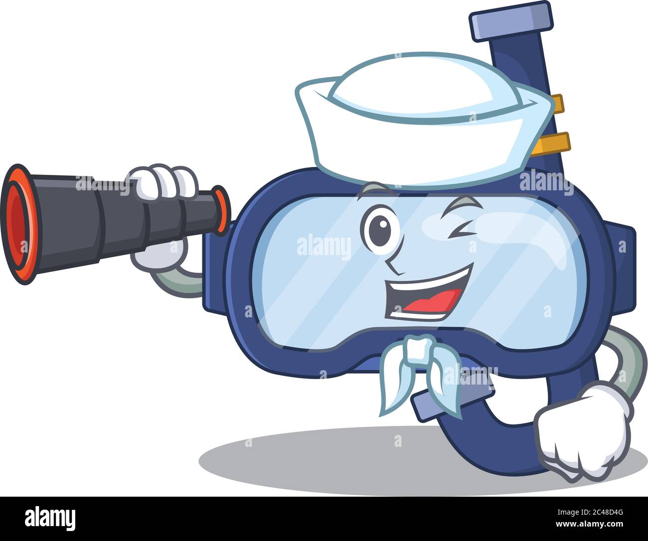 A cartoon image design of dive glasses Sailor with binocular Stock ...