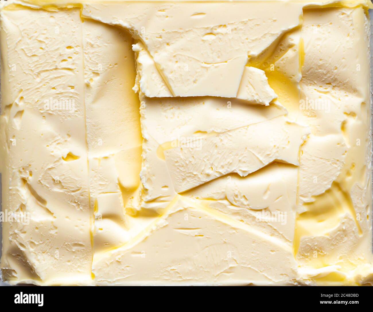 The texture of the surface of the butter with the impression of the ...