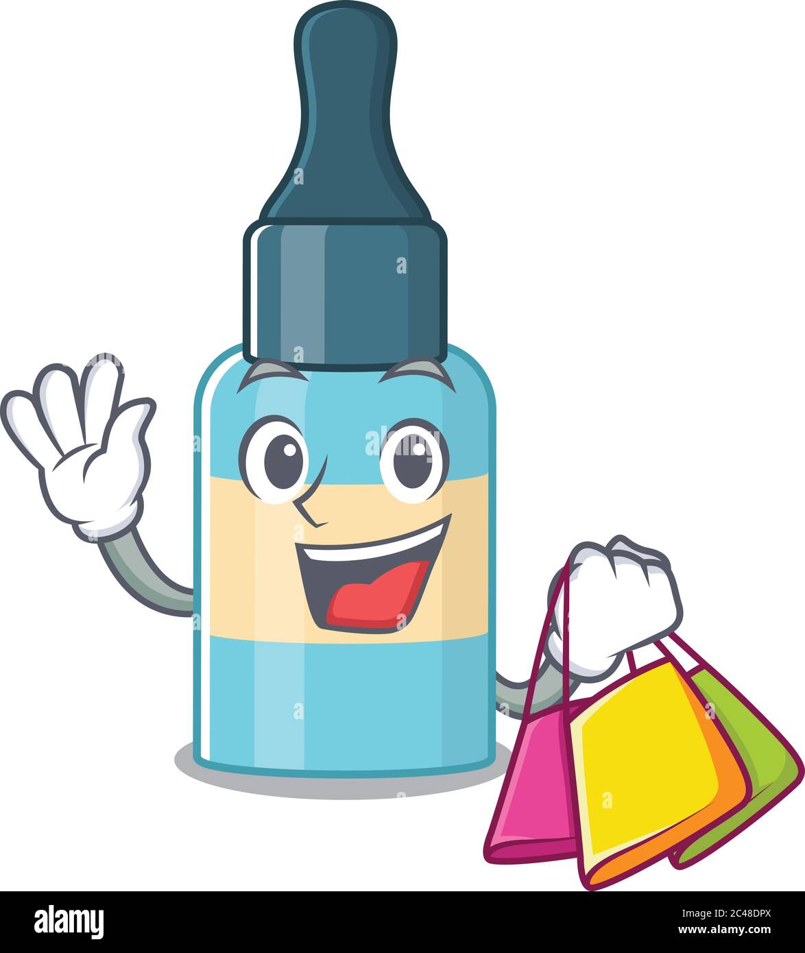 Hair oil wealthy cartoon character concept with shopping bags Stock ...