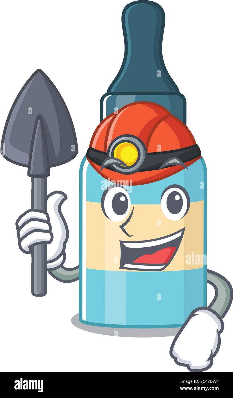 Hair oil cartoon image design as a miner with tool and helmet Stock ...