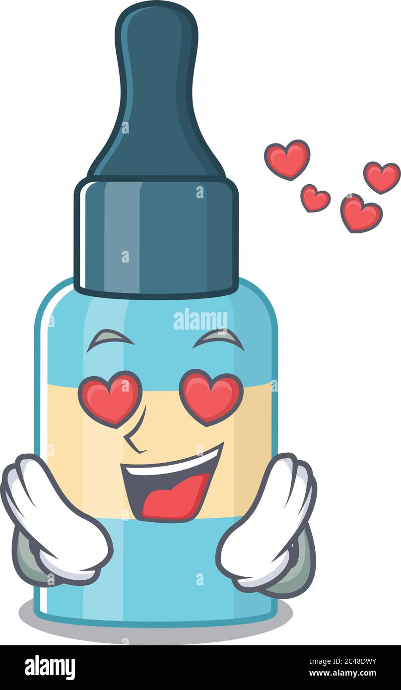 A passionate hair oil cartoon mascot concept has a falling in love eyes ...