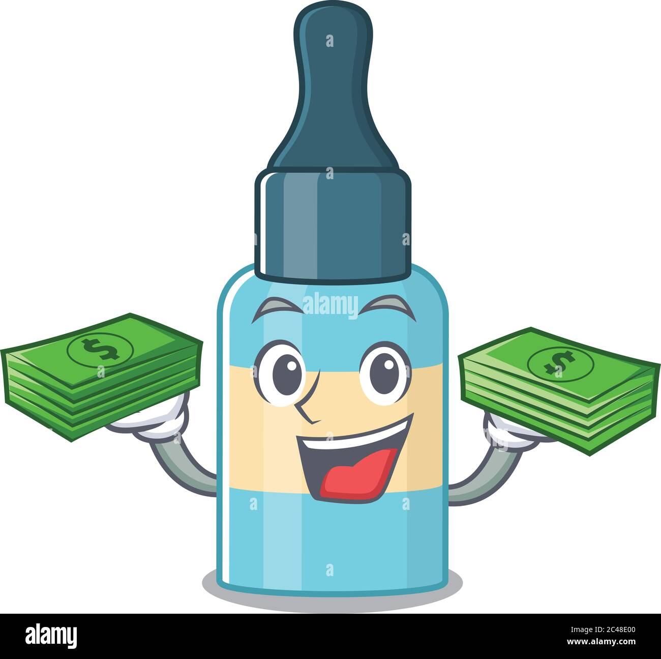 A wealthy hair oil cartoon character having much money on hands Stock ...