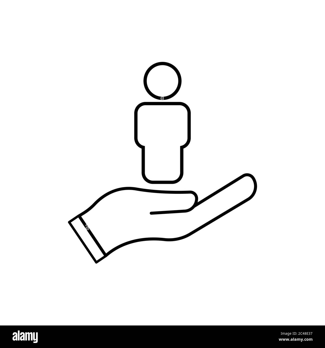Social worker line symbol. hand and people line icon. Design template ...