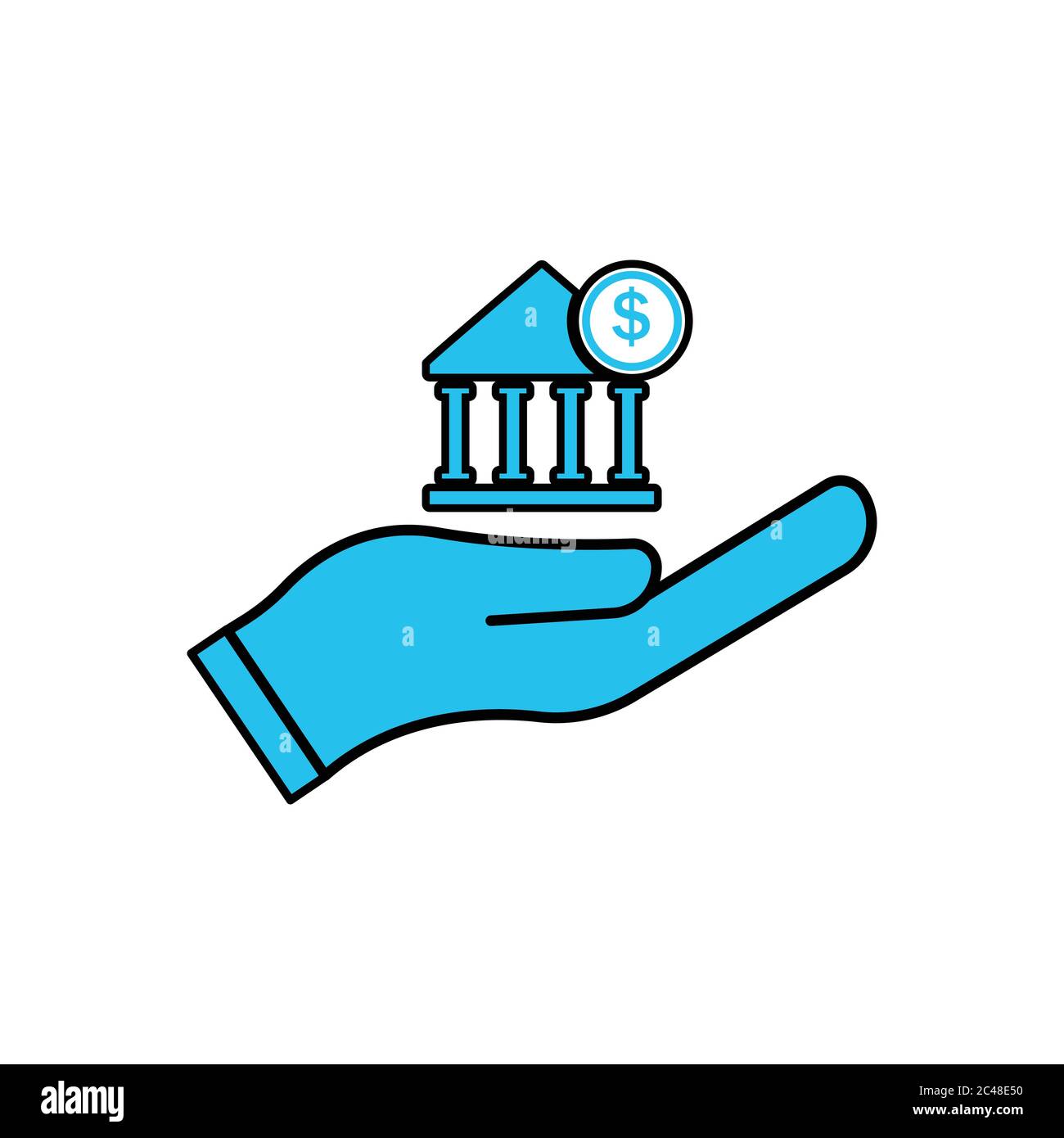 business symbol, flat bank icon, flat hand icon. vector design template ...