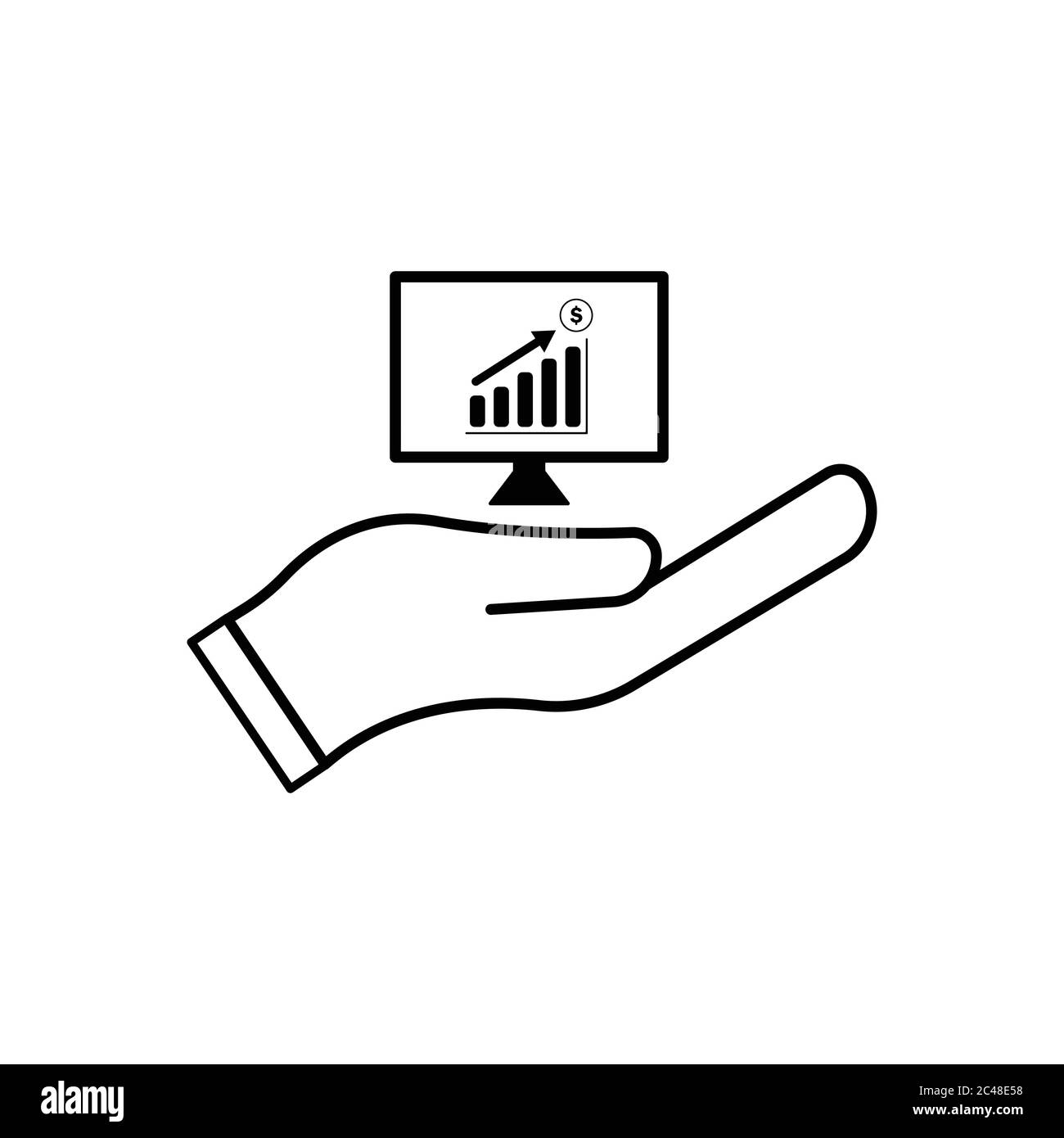 growing business symbol, hand line icon. design template vector Stock ...