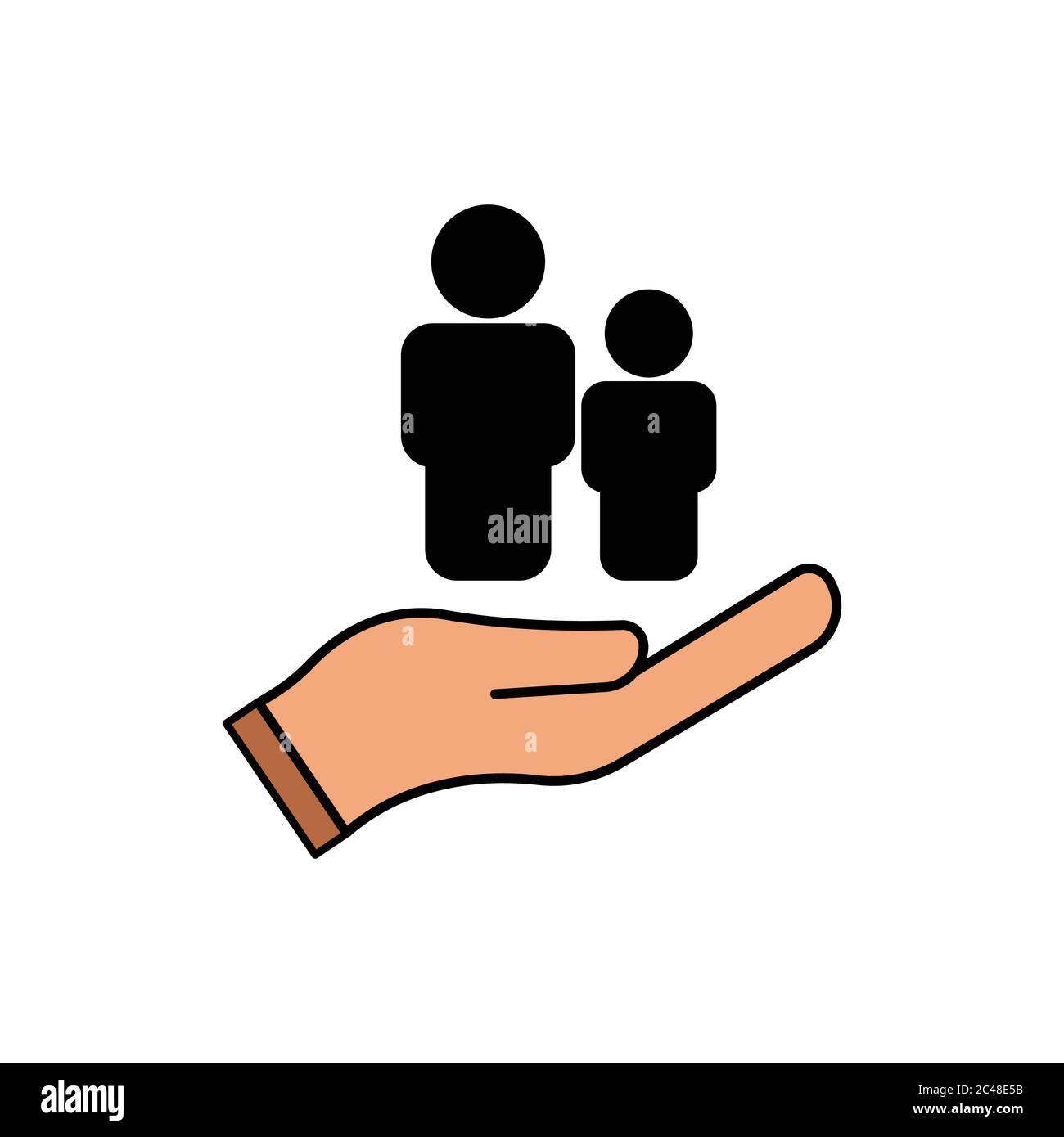 Social worker symbol. hand and people icon. Design template vector ...