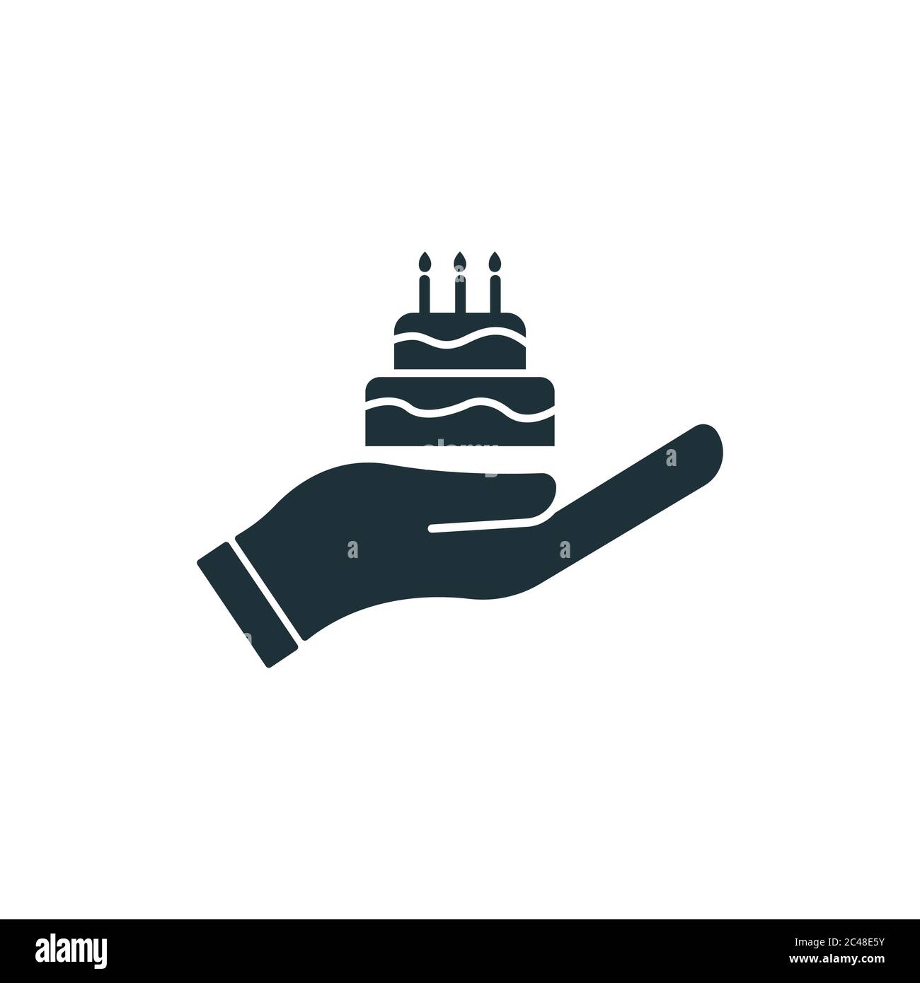 birthday party symbol, hand and cake icon. design template vector Stock ...
