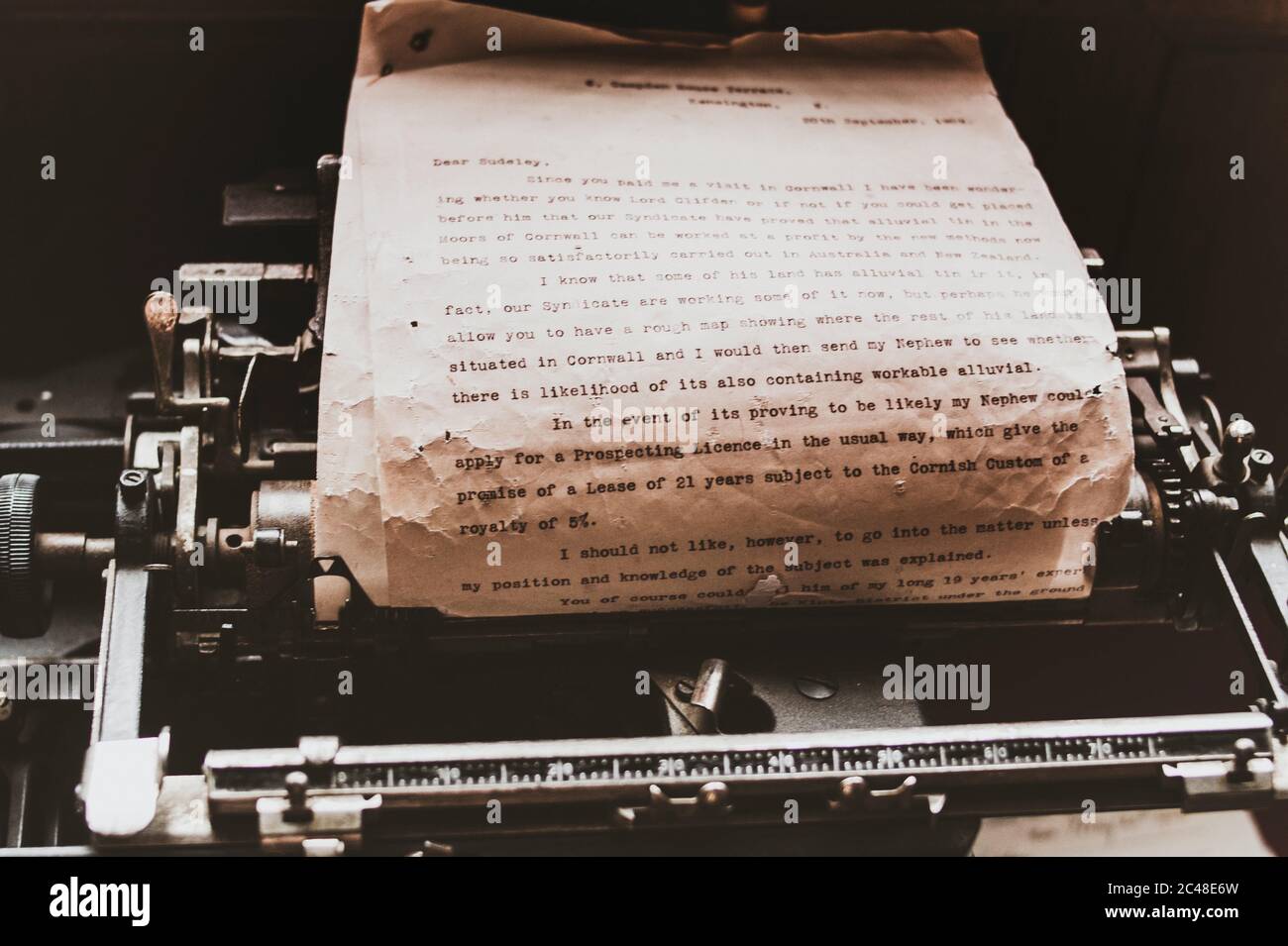 Old paper containing family memories on the old typewriter Stock Photo ...