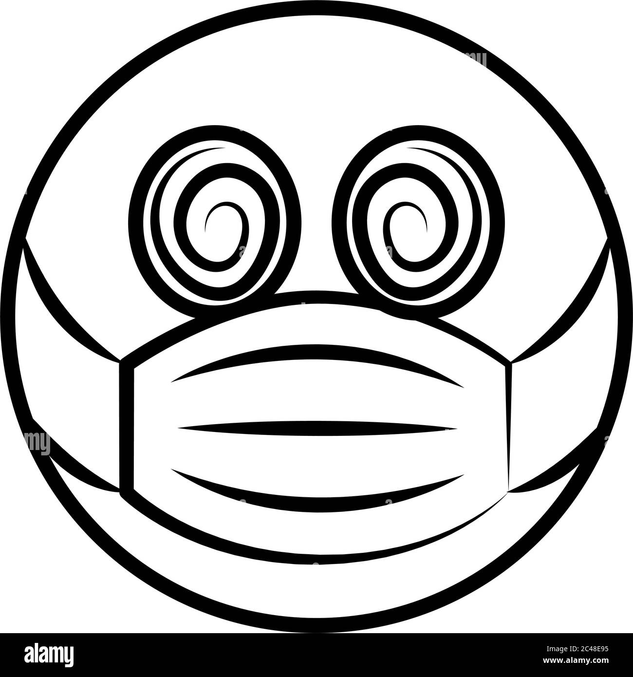 emoticon dizzy with medical mask coronavirus covid-19 pandemic, line ...
