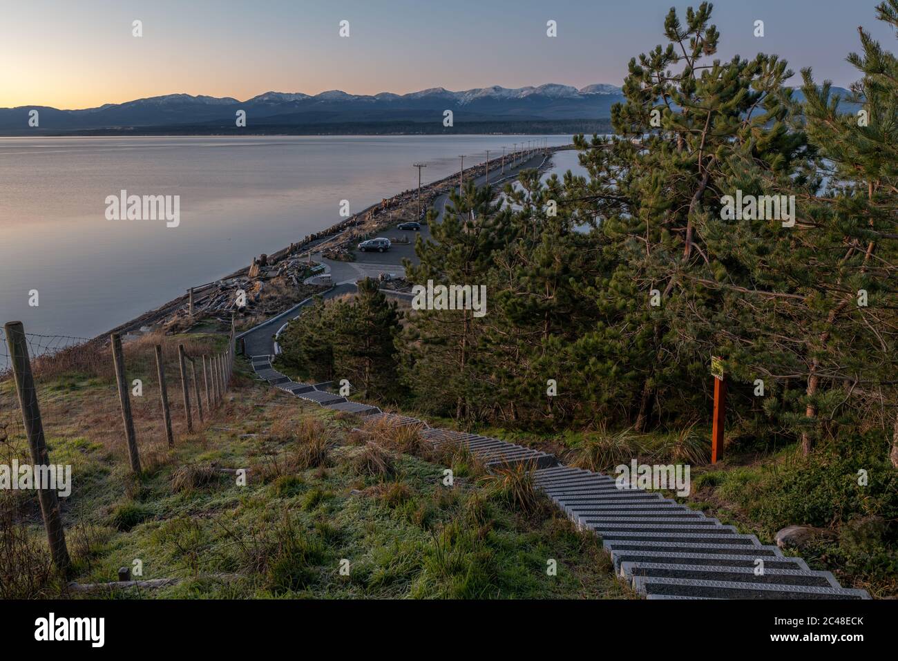 Stairs down to beautiful Goose spit park in Comox, British Columbia ...