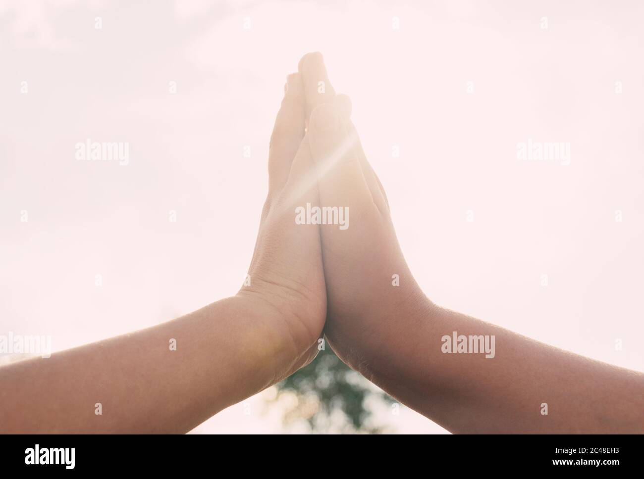 Low angle shot of a human hands held together- perfect for pray, prayer ...