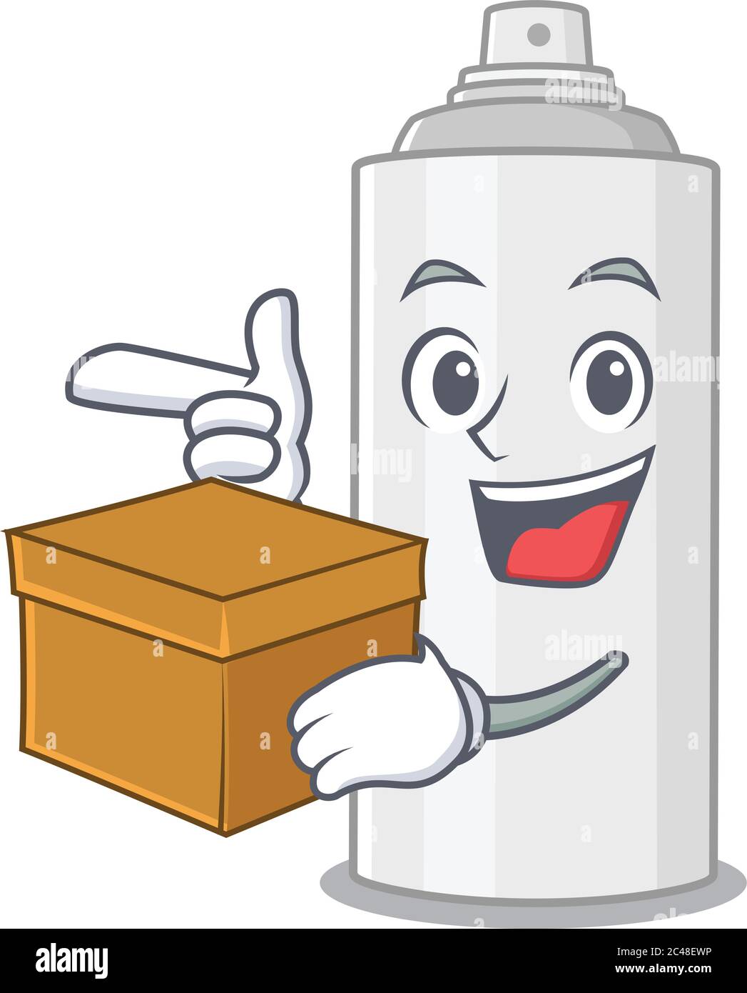 A smiling hair spray cartoon mascot style having a box Stock Vector ...