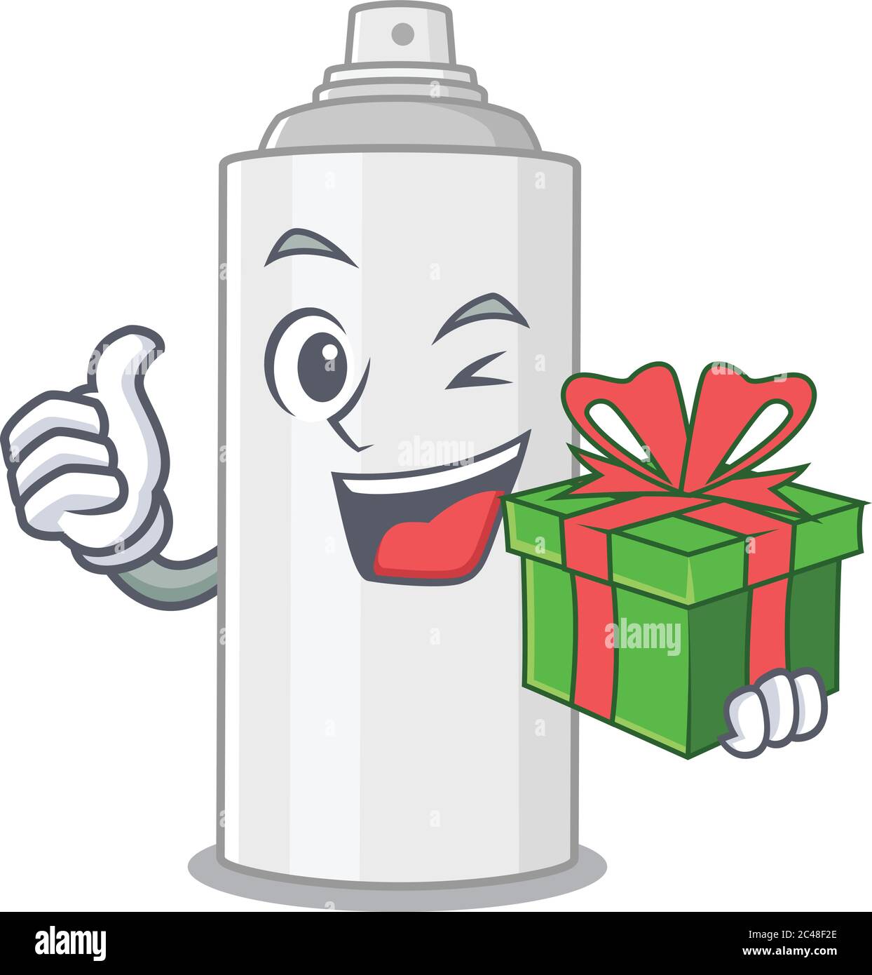 Hair spray cartoon character concept with a big gift box Stock Vector ...
