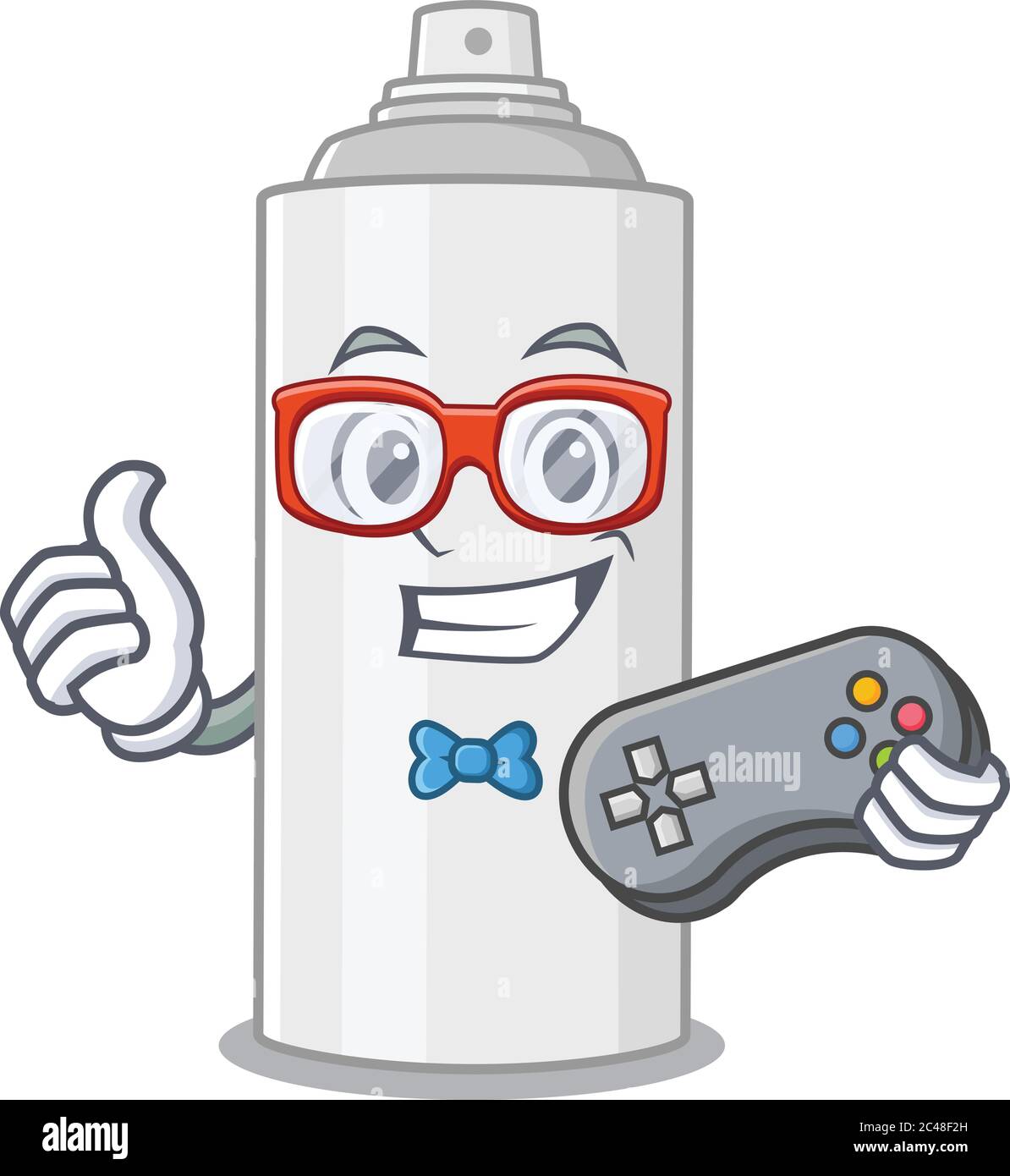 Cartoon Mascot design of hair spray gamer using controller Stock Vector ...