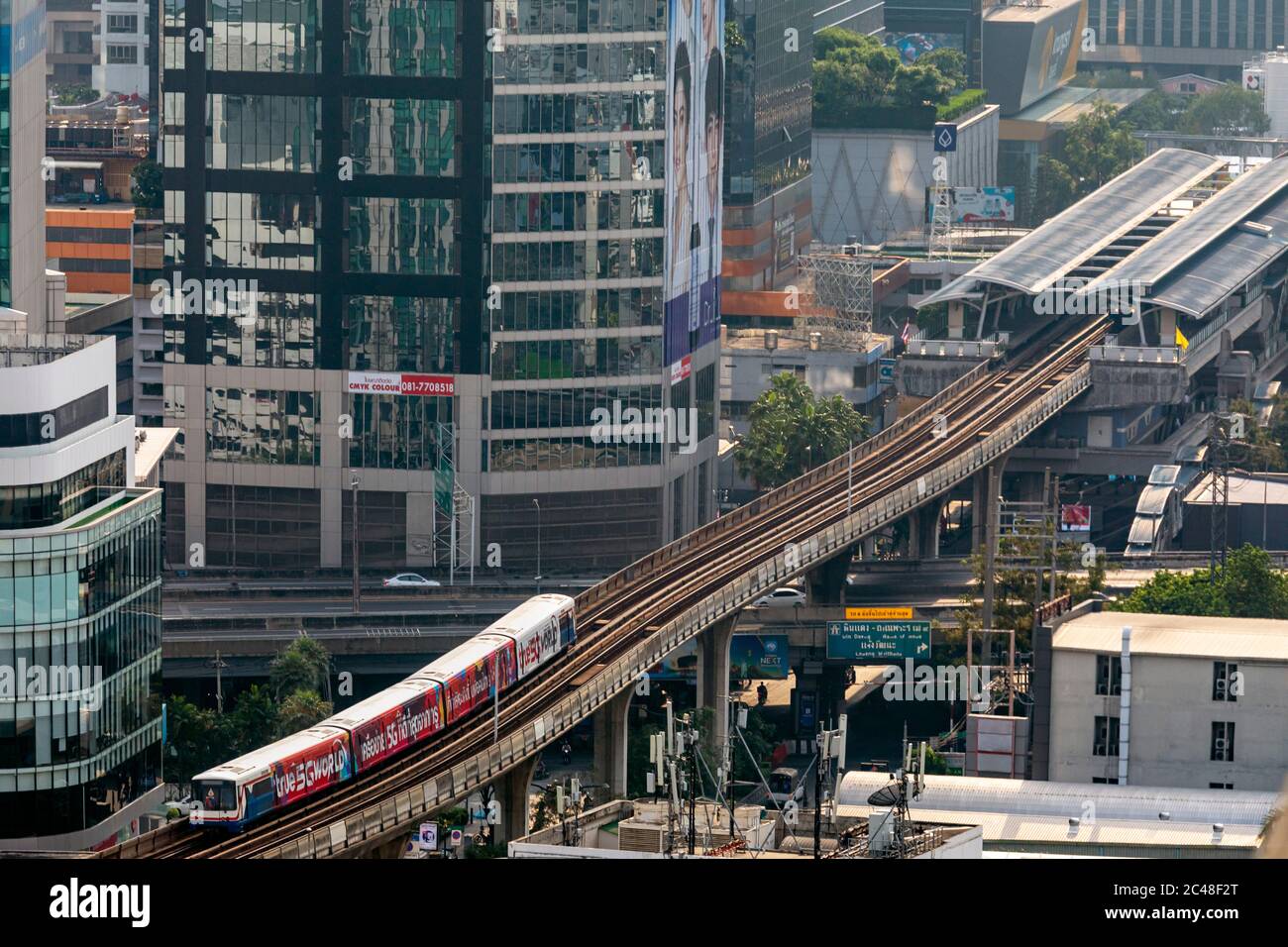 BTS Skytrain train and track in central Bangkok, Thailand Stock Photo ...