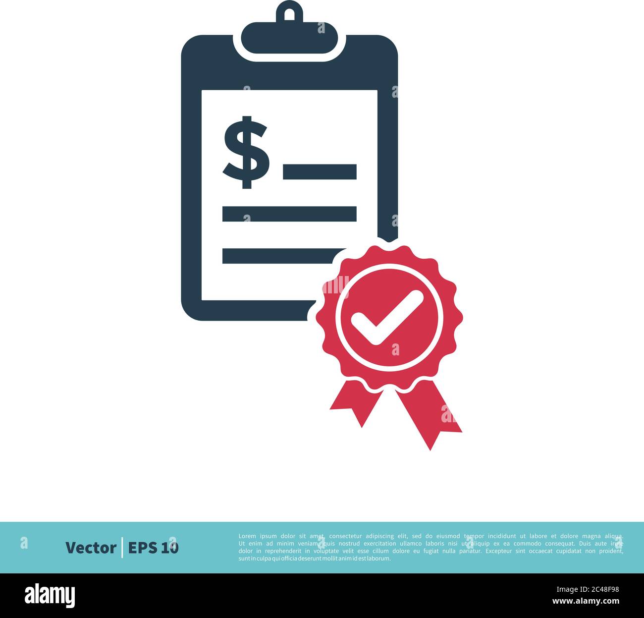 Check mark Award Rosette Stamp Clipboard Dollar Sign Icon Vector Logo ...