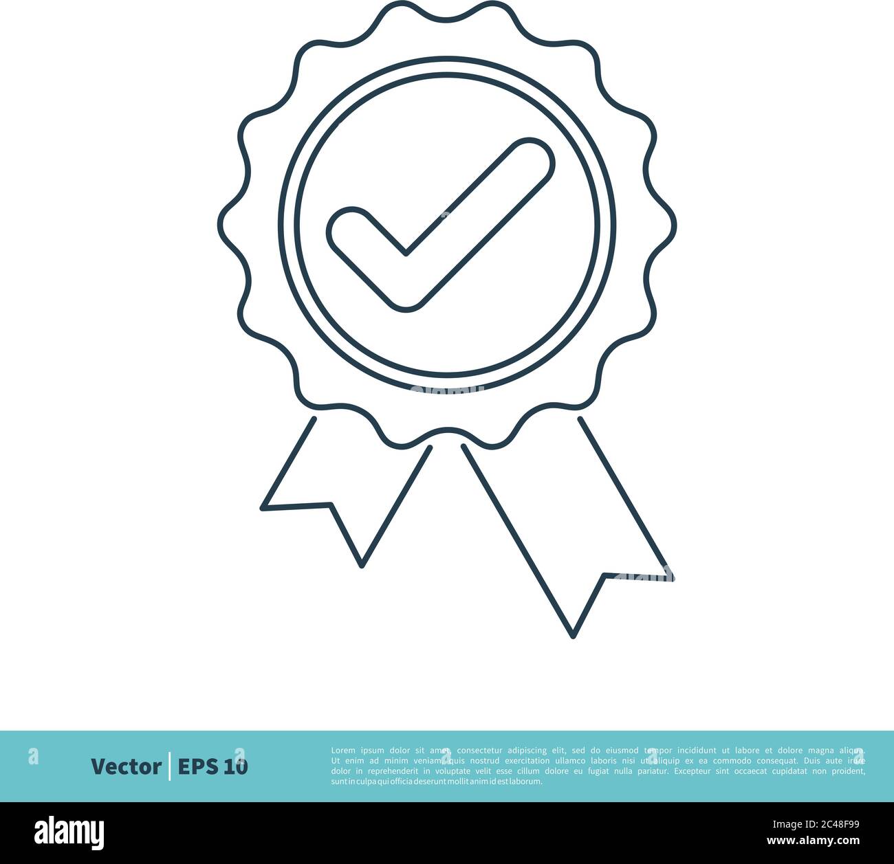 Check mark Award Stamp Line Art Icon Vector Logo Template Illustration ...