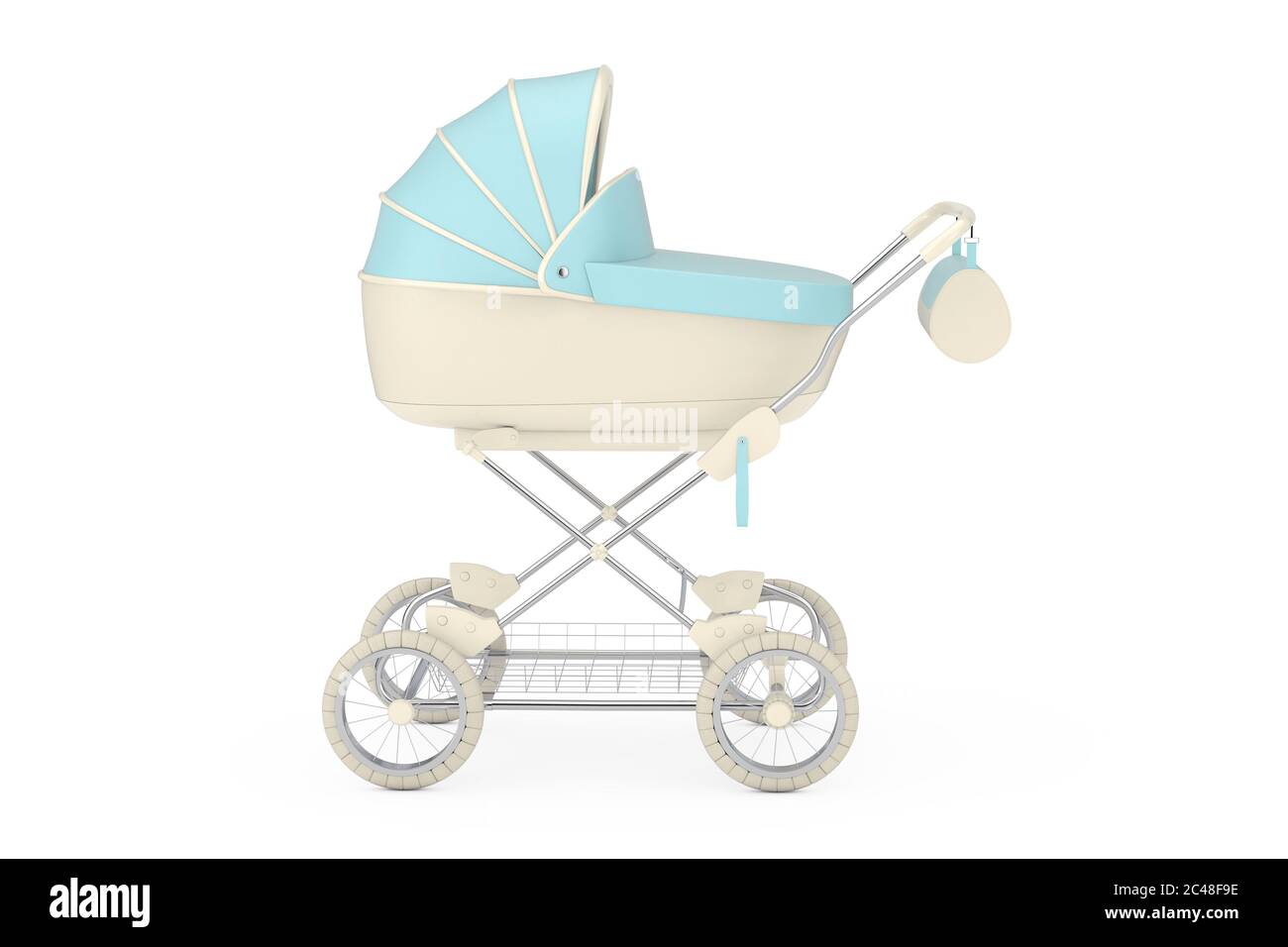 Modern Blue Baby Carriage, Stroller, Pram on a white background. 3d ...