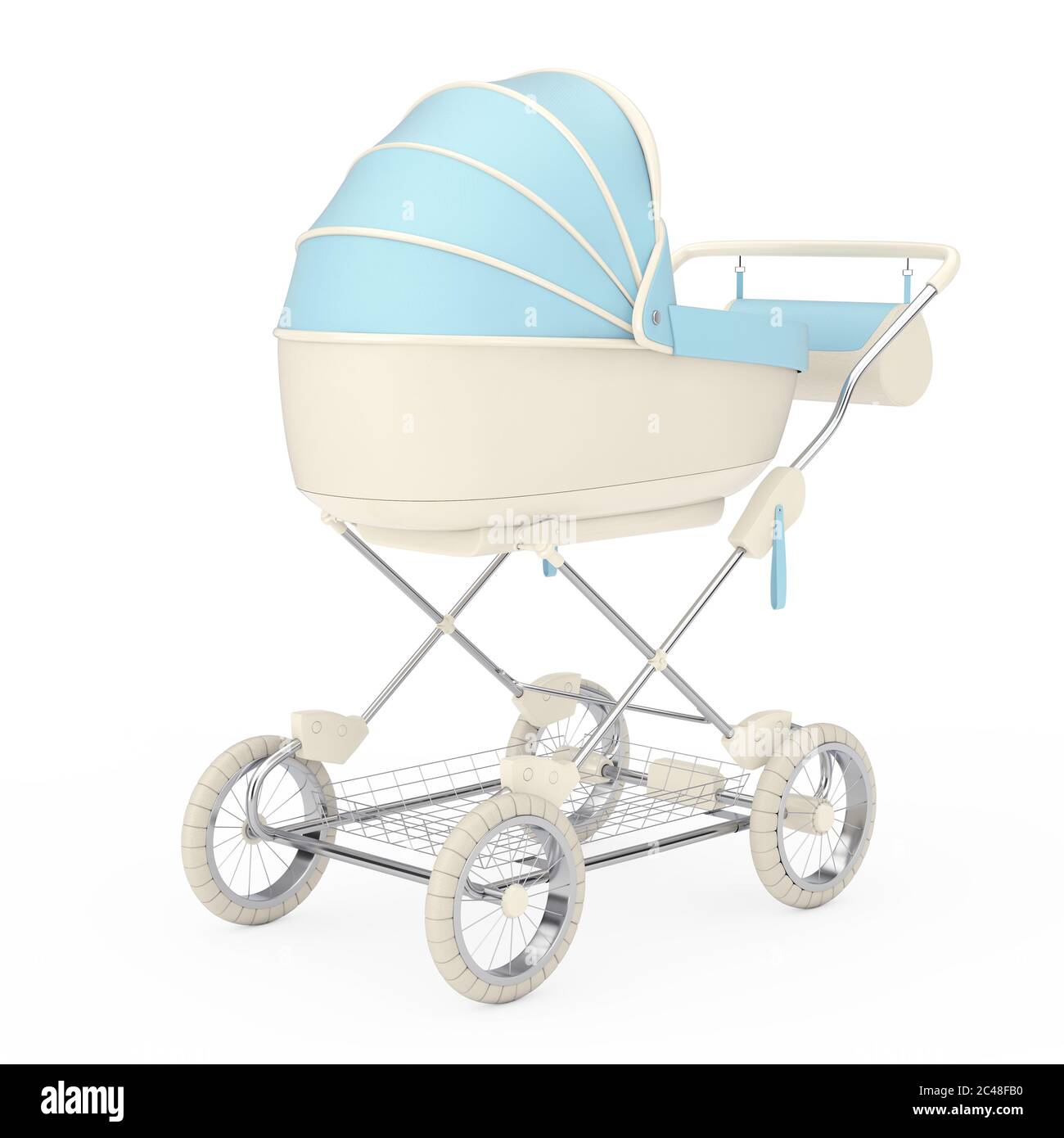 Modern Blue Baby Carriage, Stroller, Pram on a white background. 3d ...