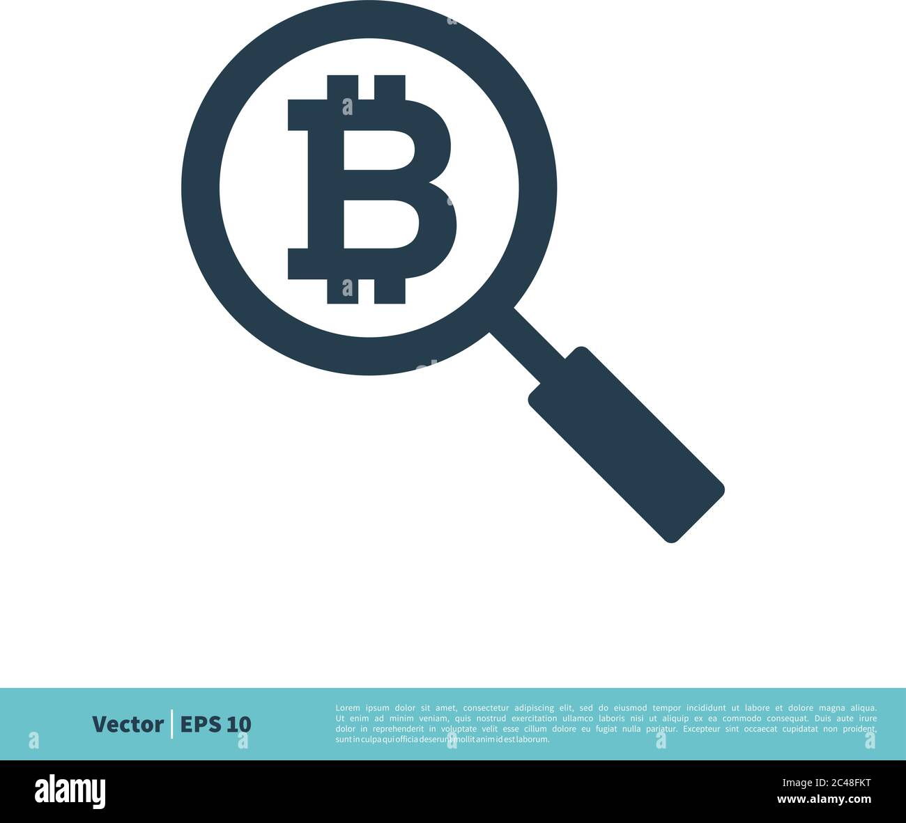 Magnifying Glass and Bitcoin Icon Vector Logo Template Illustration ...