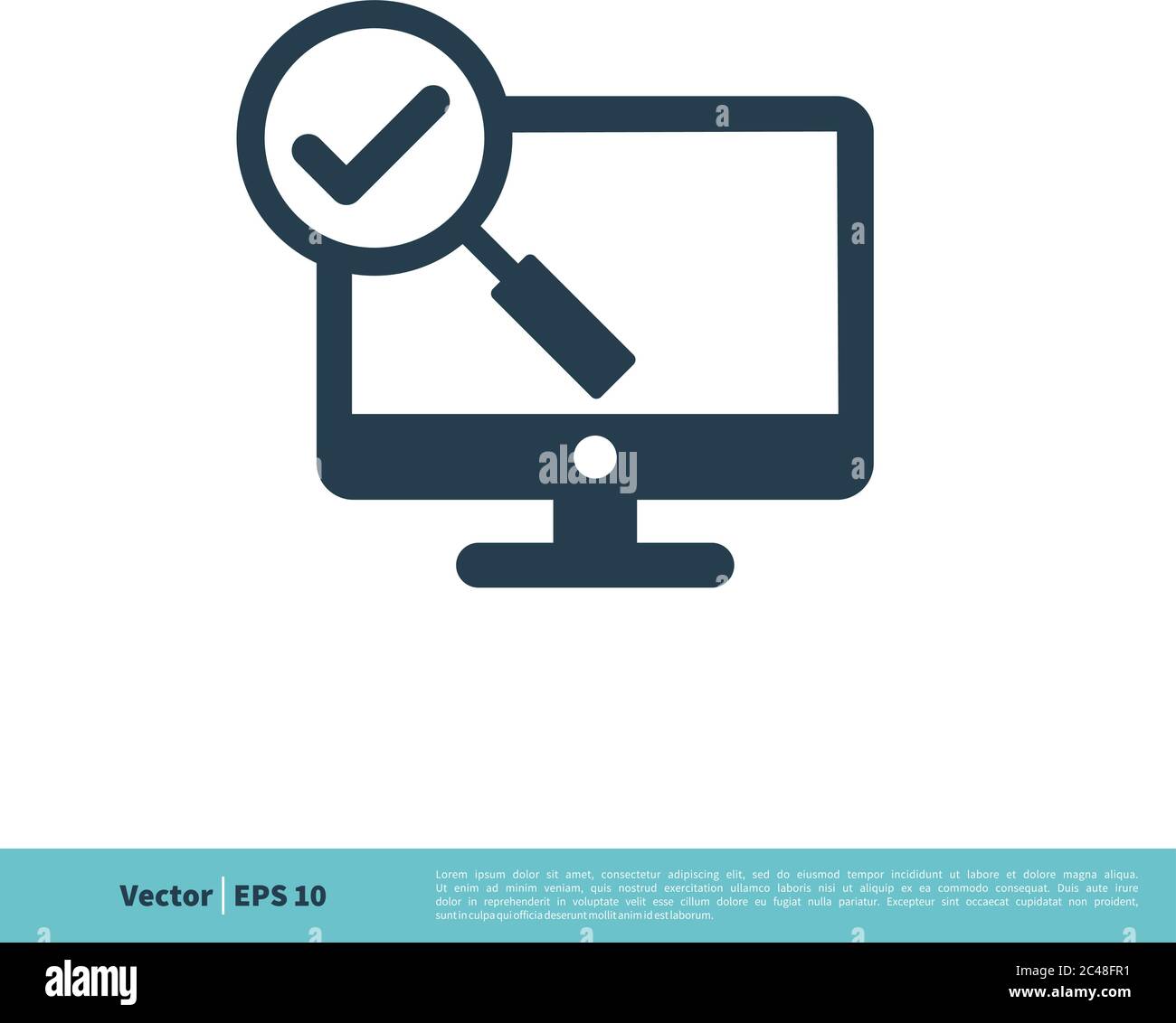 Monitor, Screen, Television Check mark Magnifying Glass Icon Vector ...