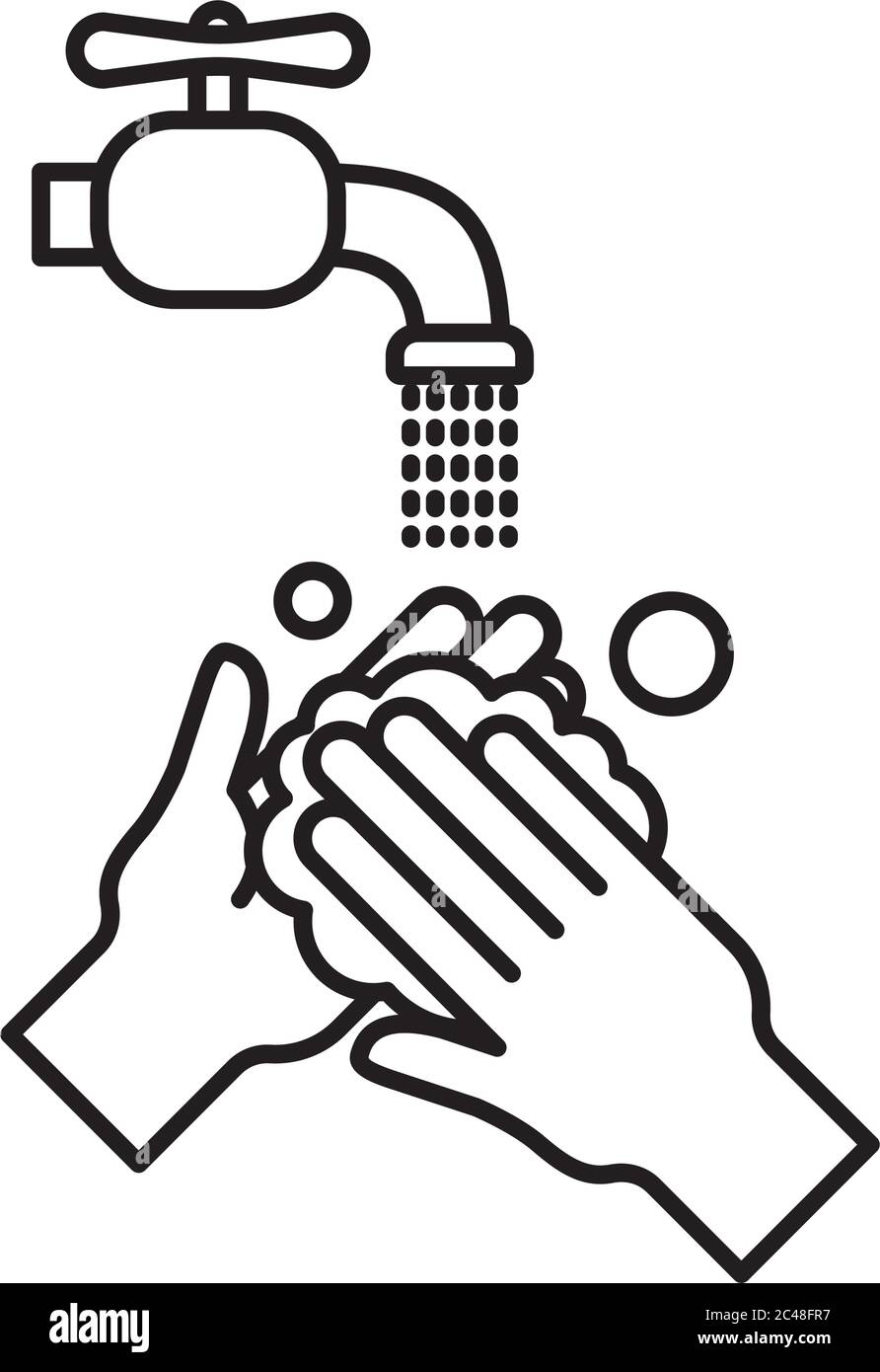 Washing hands under tap Black and White Stock Photos & Images - Alamy