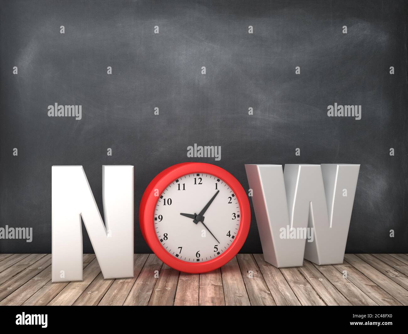 3D rendering illustration of the word now with white letters and a ...